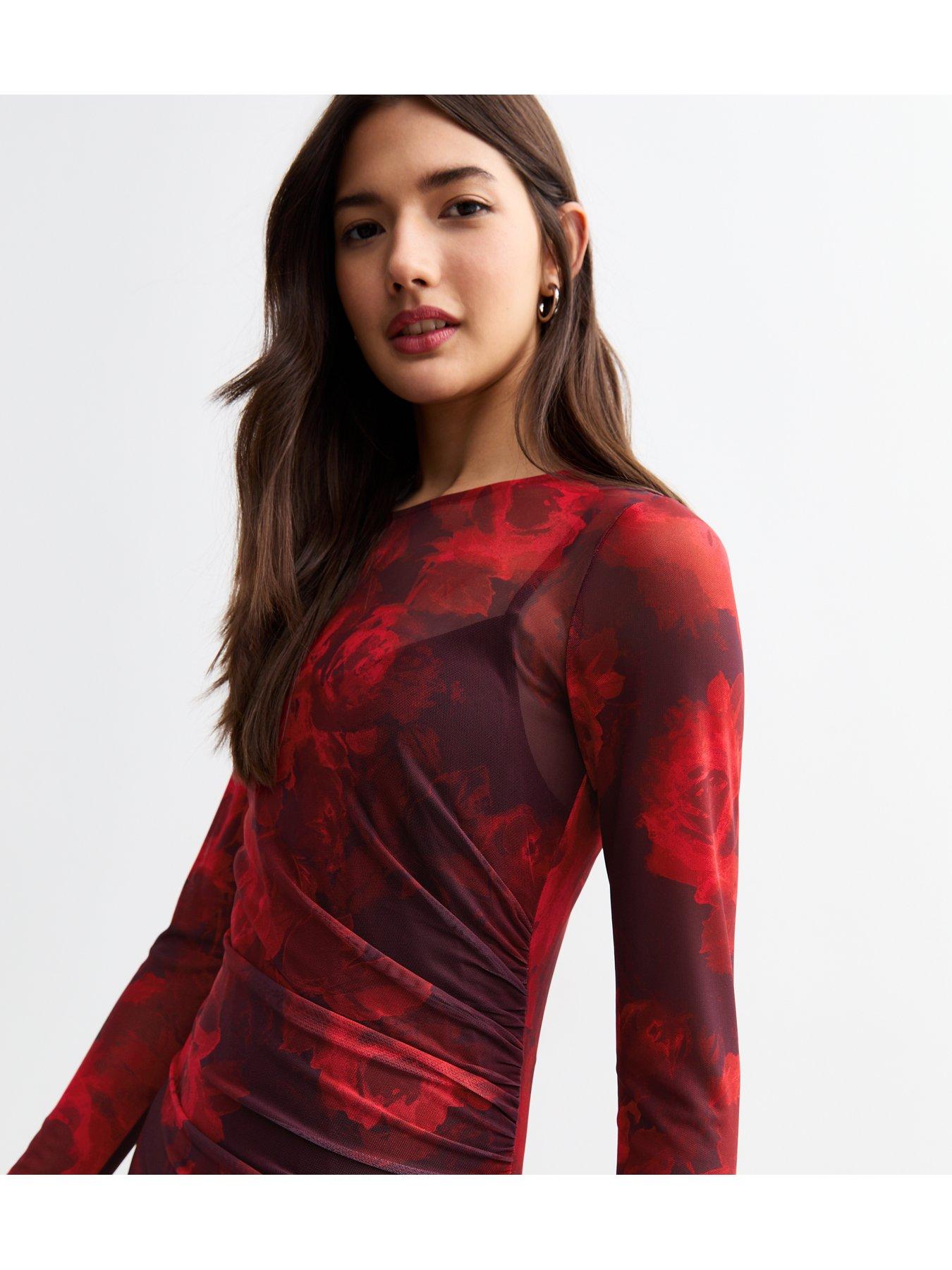 New Look Mesh Midi Dress - Red | Very