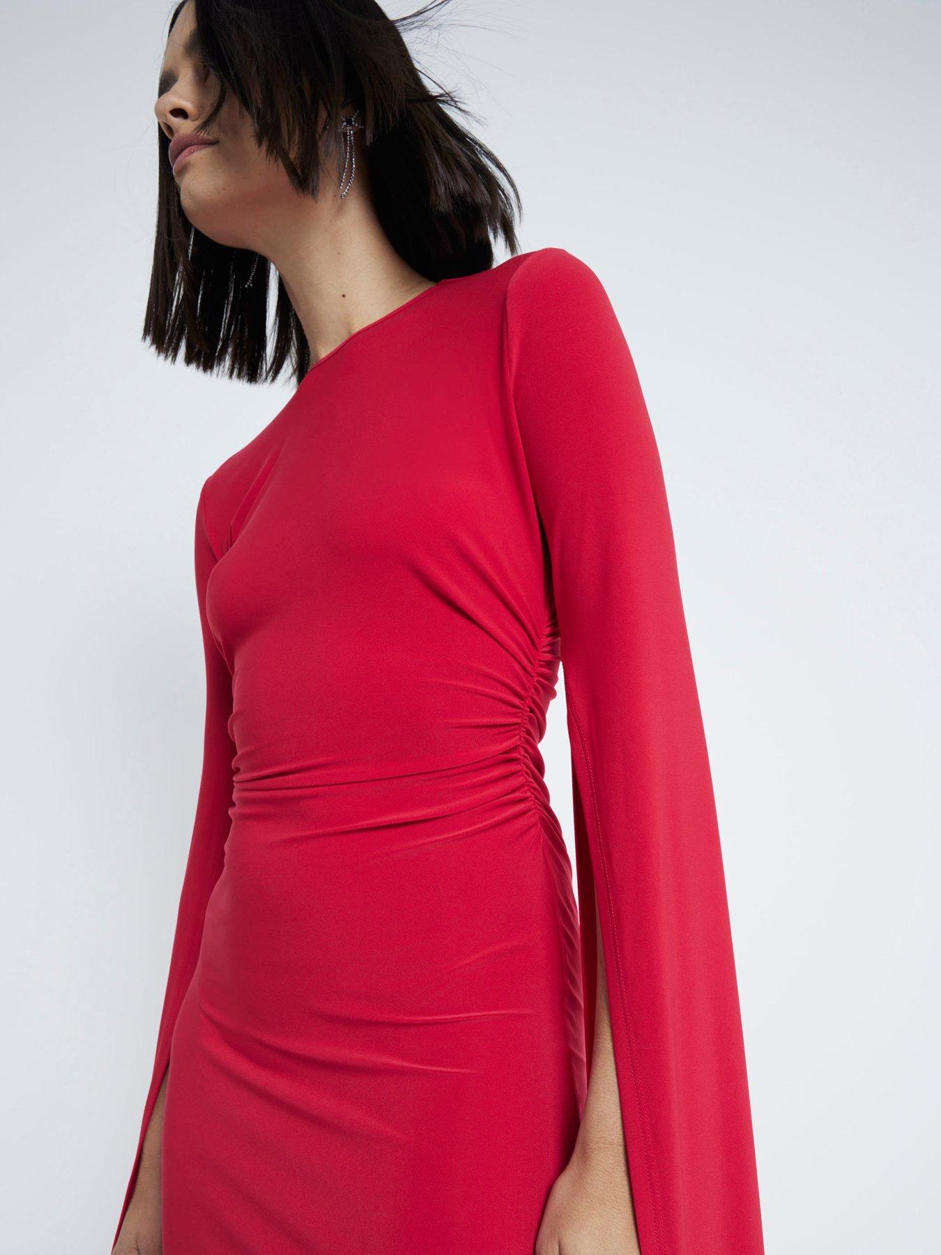 River Island Flare Split Sleeve Maxi Dress - Bright Red | Very