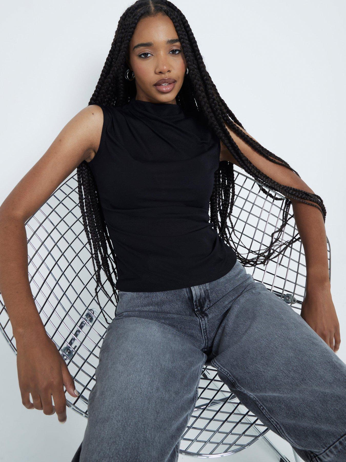 River Island Drape Ruched Tank Top - Black | Very