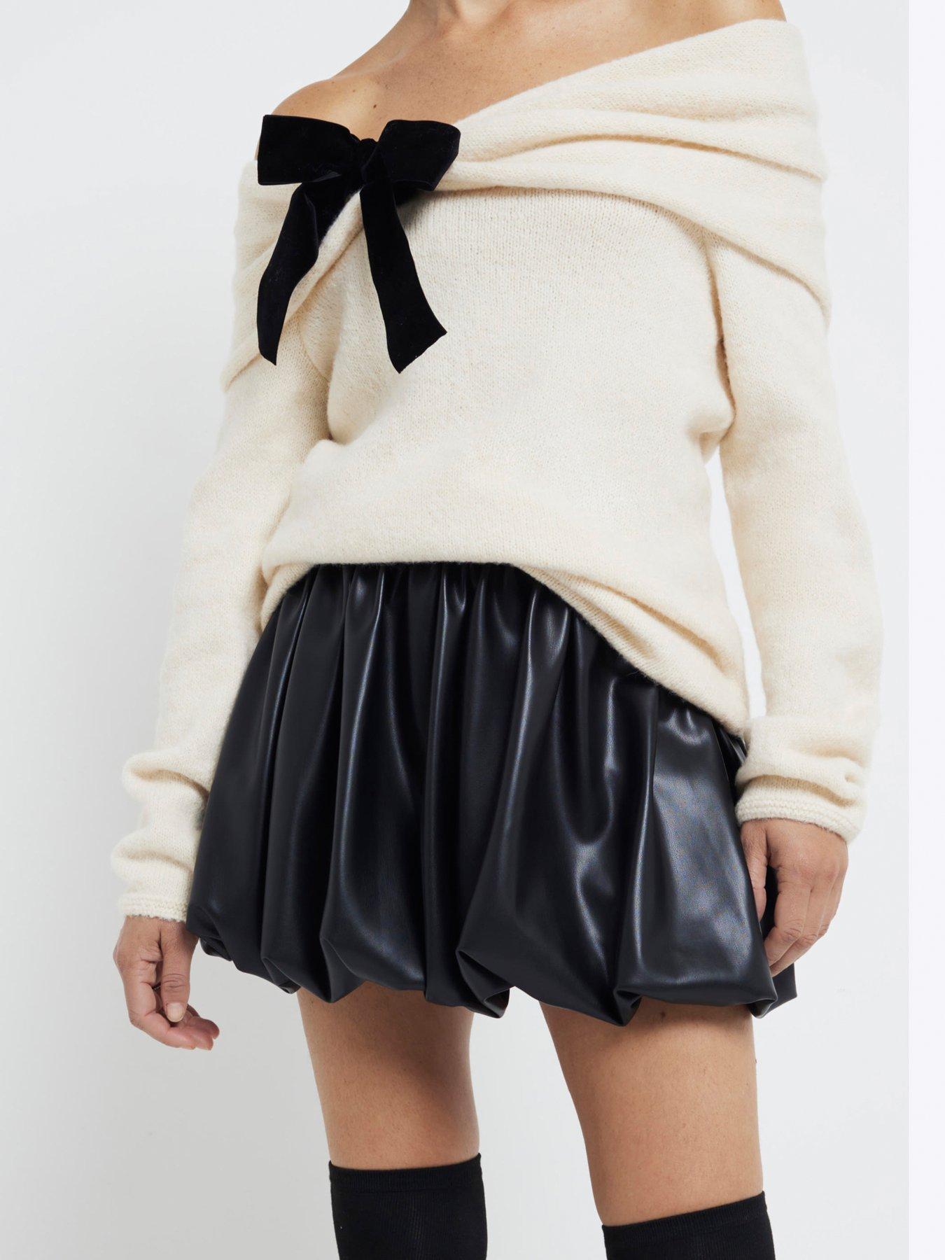 River Island Pu Puff Ball Skirt - Black | Very