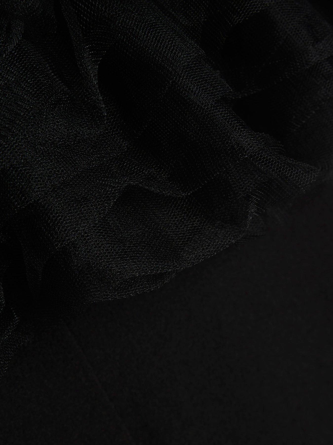 River Island Tulle Ruffle Bodycon Midi Dress - Black | Very