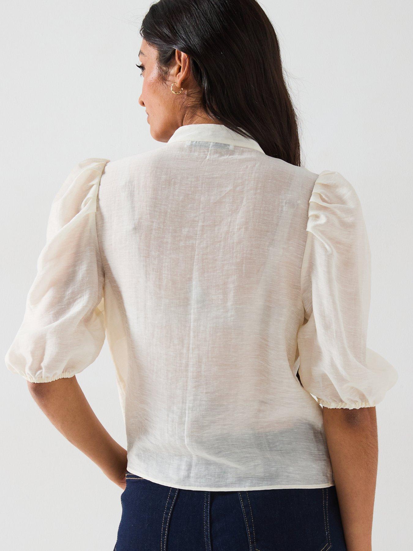 V by Very Scalloped Placket Blouse - Cream | Very