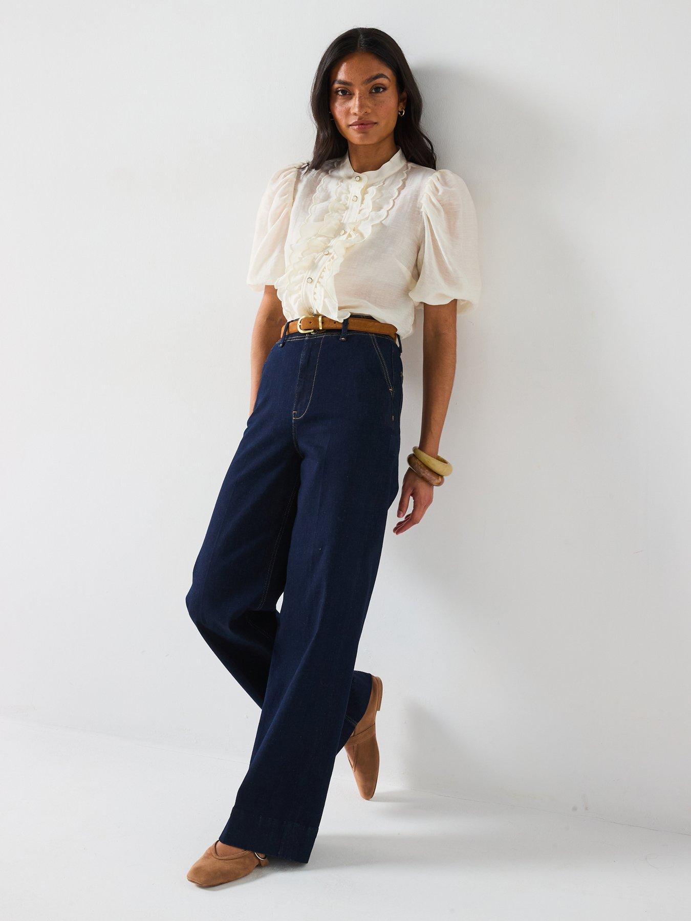V by Very Scalloped Placket Blouse - Cream | Very