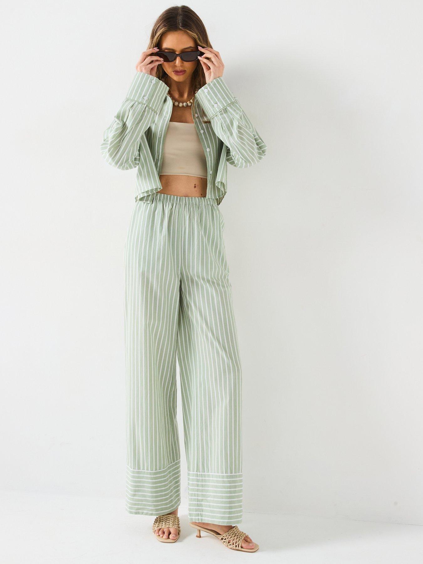 V by Very Stripe Wide Leg Trouser Co-Ord - Pink | Very