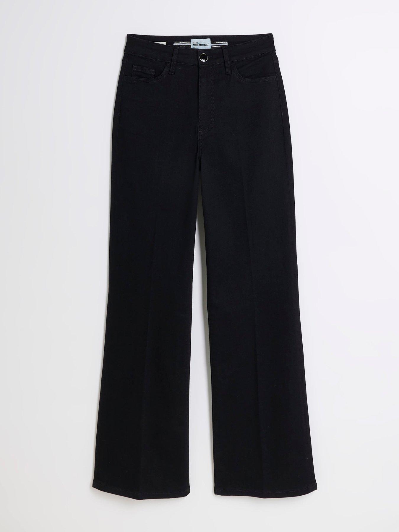 River Island High Rise Wide Leg Jeans - Black | Very