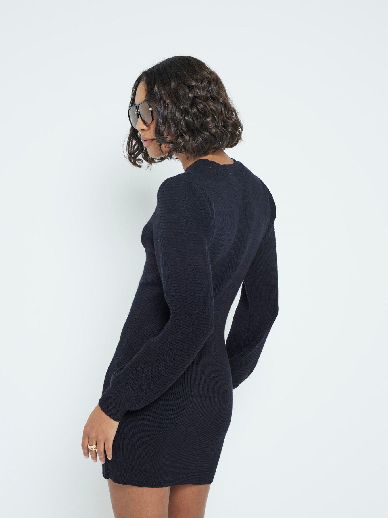 River Island Crew Rib Mini Dress - Black | Very