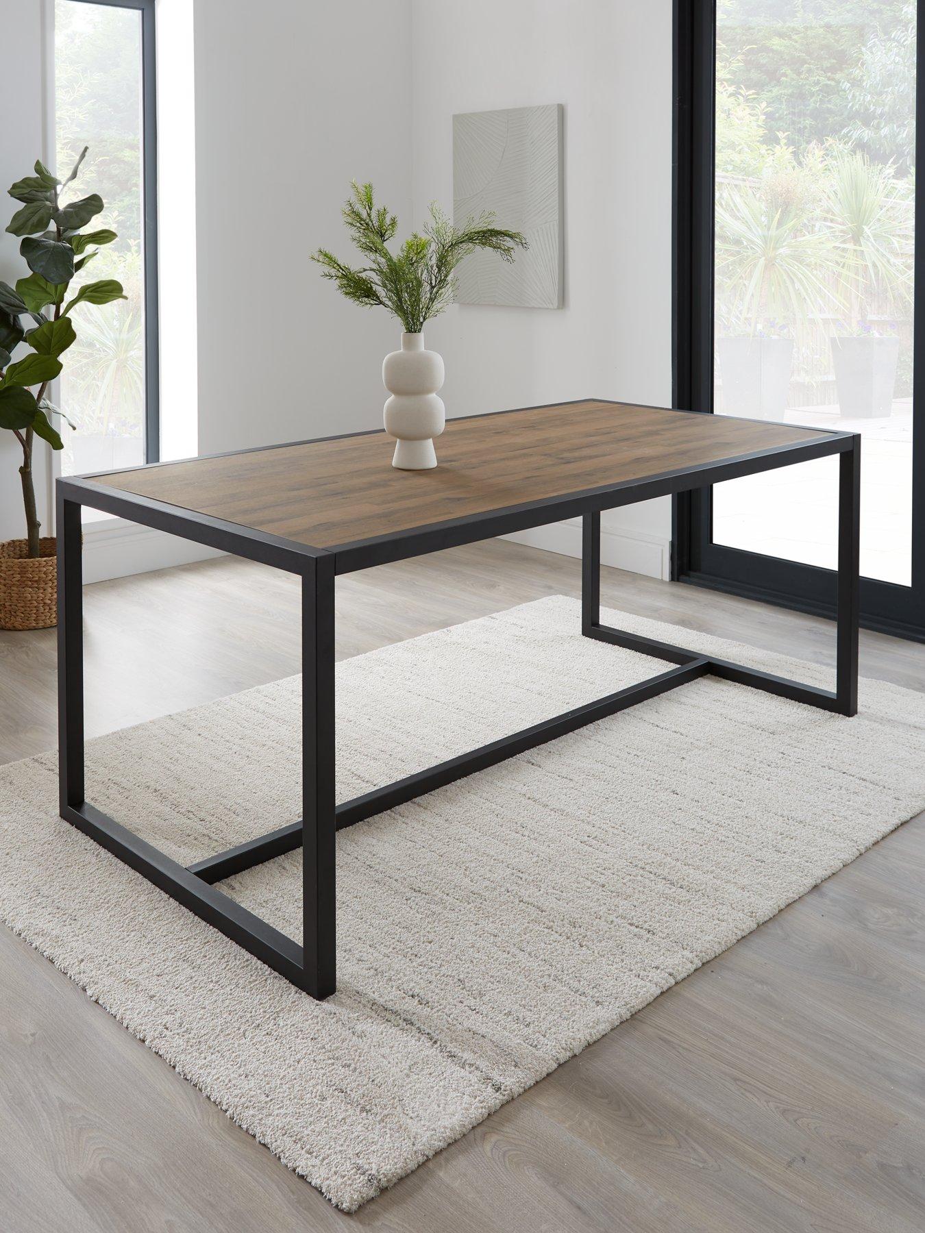 Very Home Harlem Mid Oak and Metal 180 cm Dining Table - FSC® Certified | Very