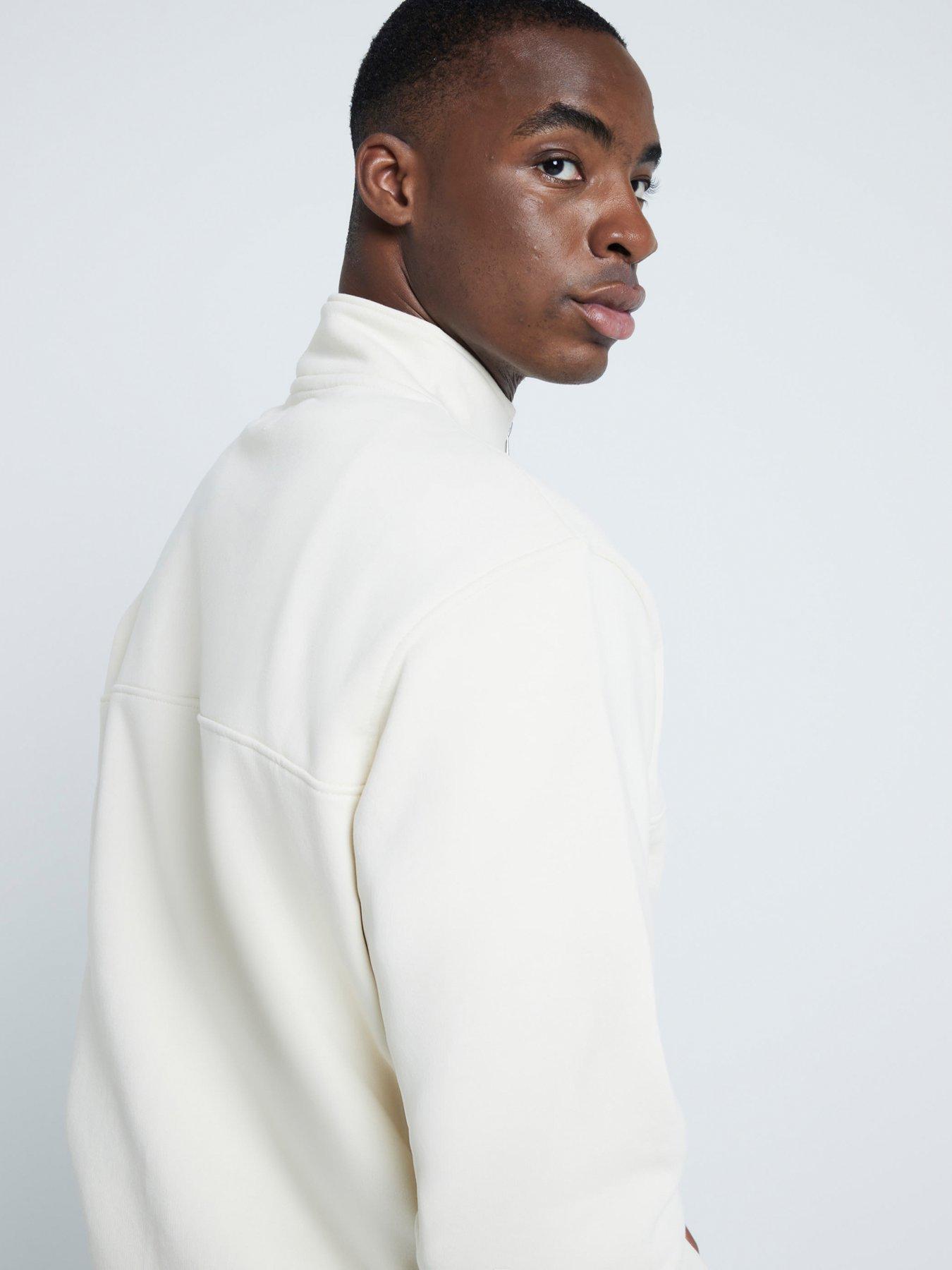 River Island Essential Funnel 1/4 Zip Sweat Top - Cream | Very