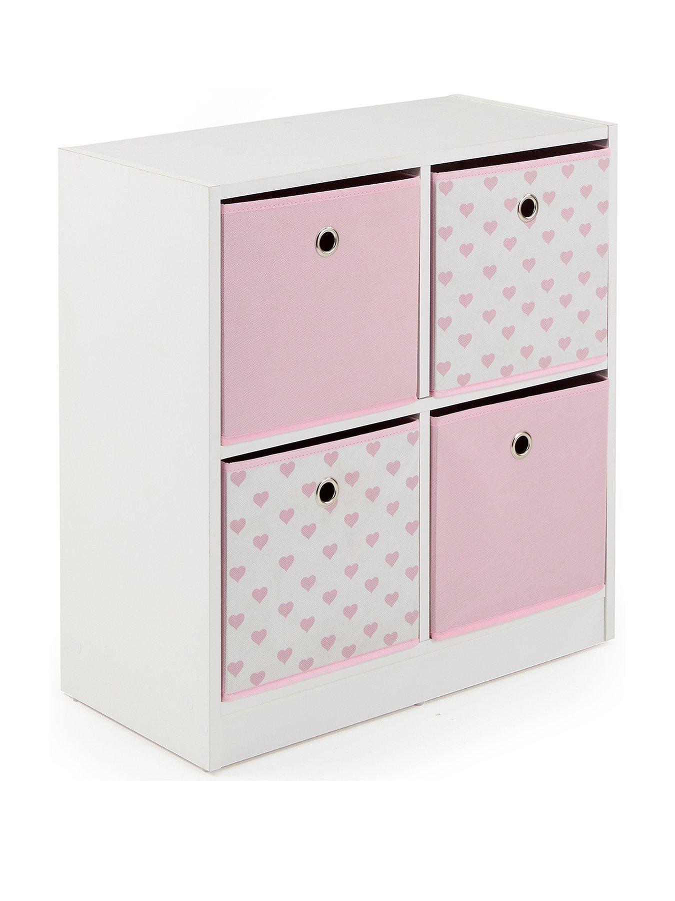 Very Home 4 Cube Storage Unit with Boxes - Pink/Hearts - FSC® Certified ...