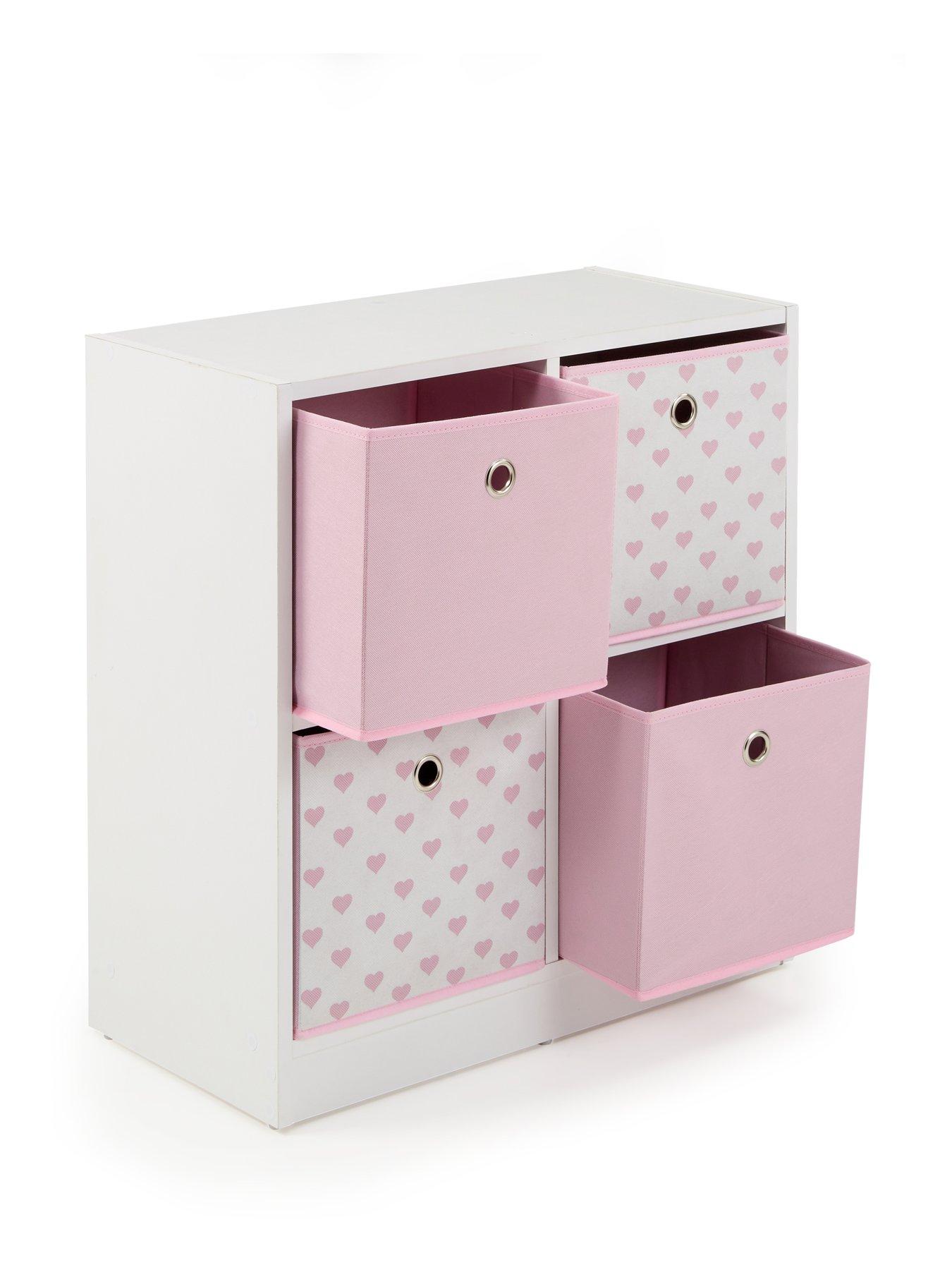 Very Home 4 Cube Storage Unit with Boxes - Pink/Hearts - FSC® Certified ...