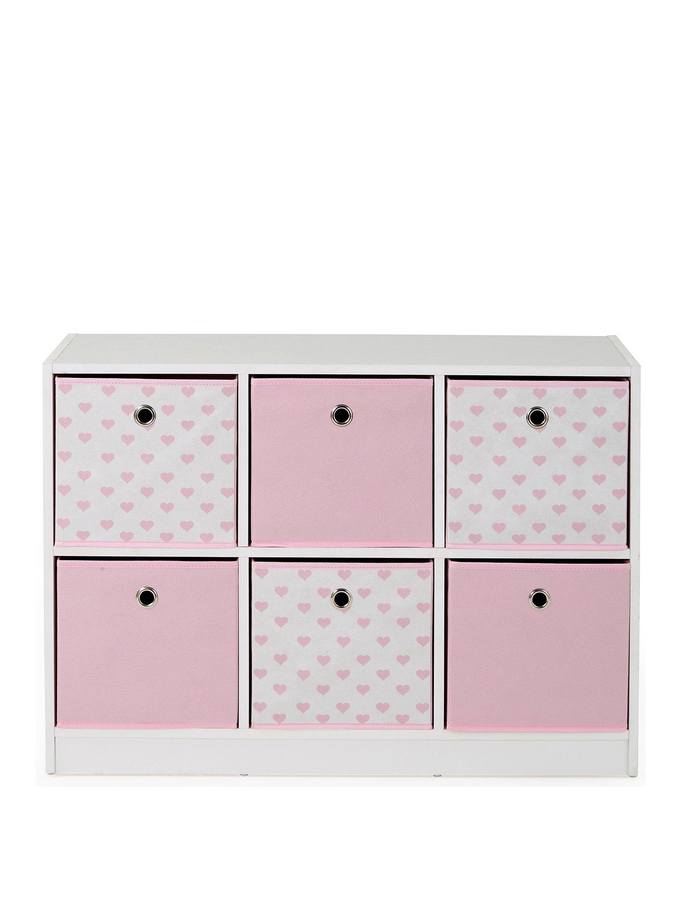 The Very Collection 6 Cube Storage Unit with Boxes - Pink/Hearts - FSC ...