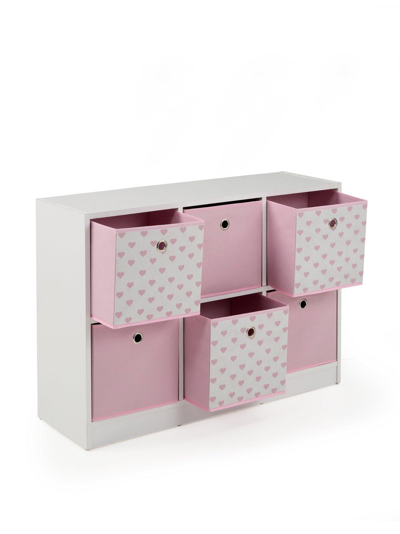 The Very Collection 6 Cube Storage Unit with Boxes - Pink/Hearts - FSC ...
