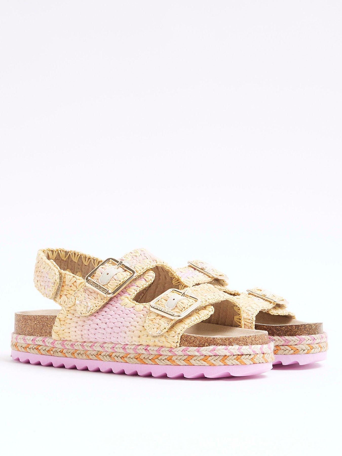 River Island Older Girls Ombre Raffia Sandals - Light Pink | Very