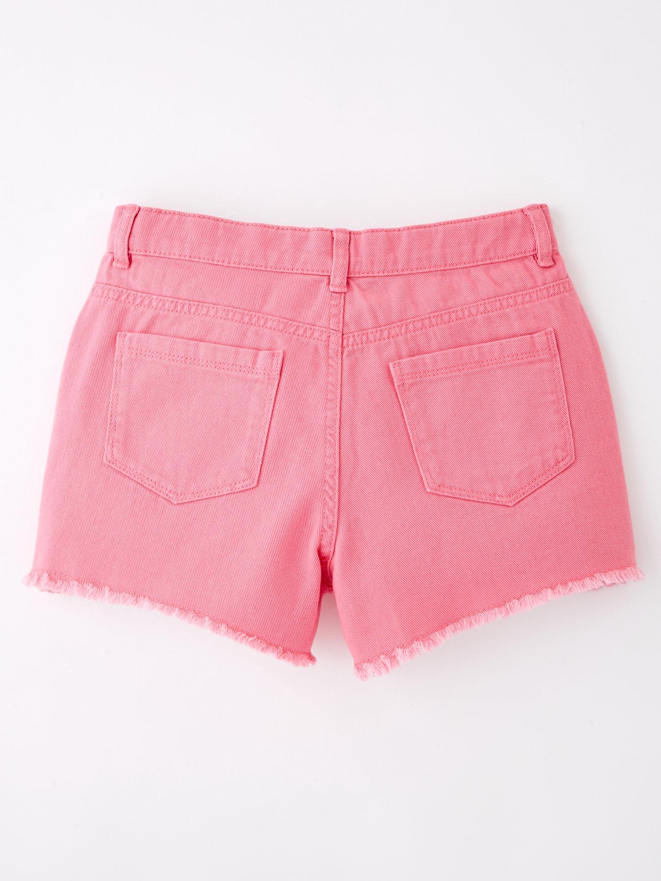 V by Very Girls Ripped Denim Shorts - Pink | Very