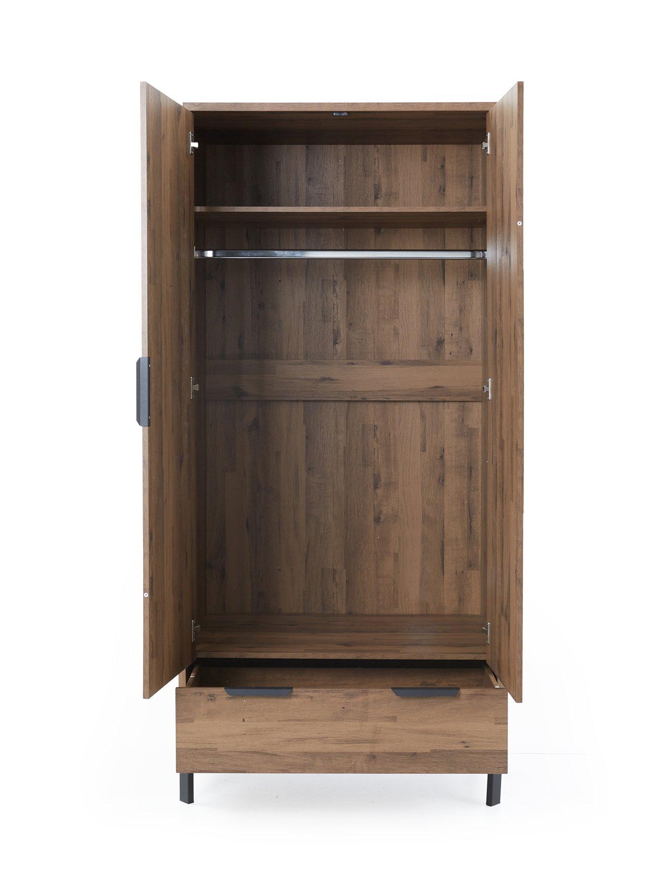 The Very Collection Harlem 2 Door, 1 Drawer Wardrobe - Mid Oak Effect ...