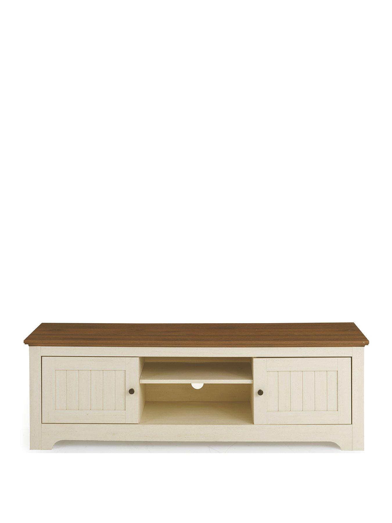 The Very Collection New Devon TV Unit - Ivory/Walnut - fits up to 55 ...