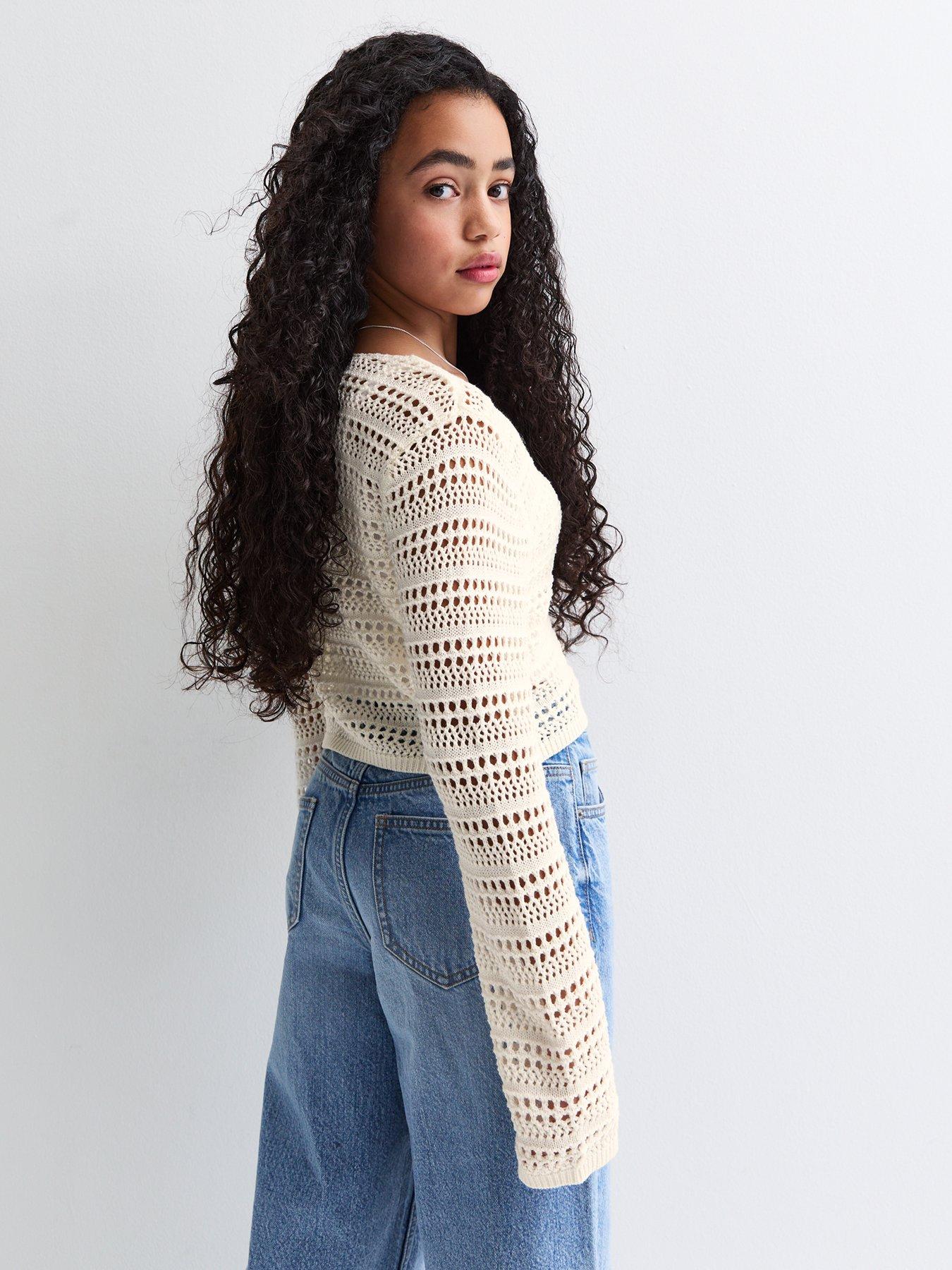New Look 915 Girls Open Knit Cardigan - Cream | Very