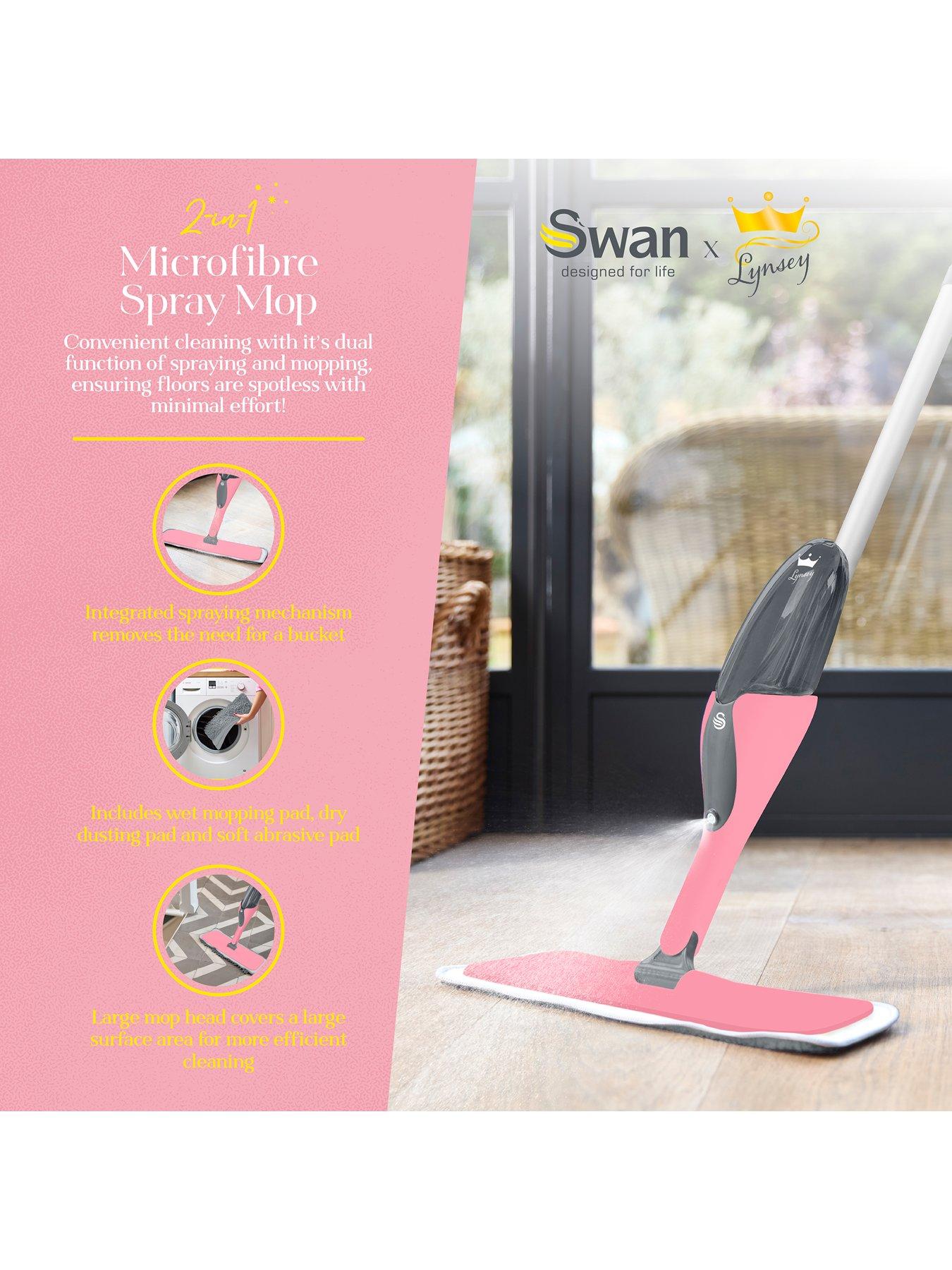 Swan Lynsey TVs Queen of Clean Spray Mop with Wet Mopping Pad. Dry Dusting Pad, Soft Abrasive ...