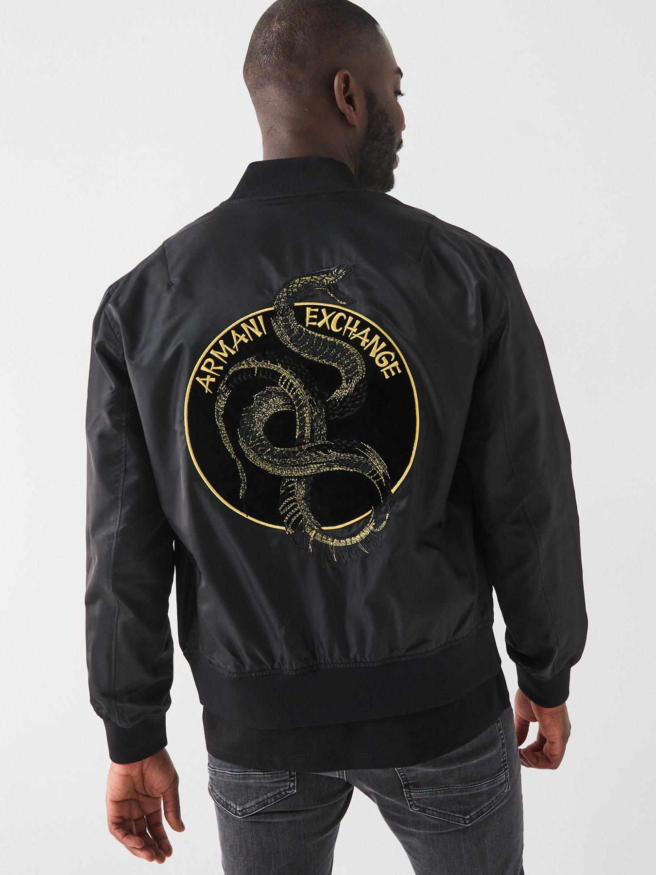 Armani Exchange Snake Back Logo Bomber Jacket - Black | Very