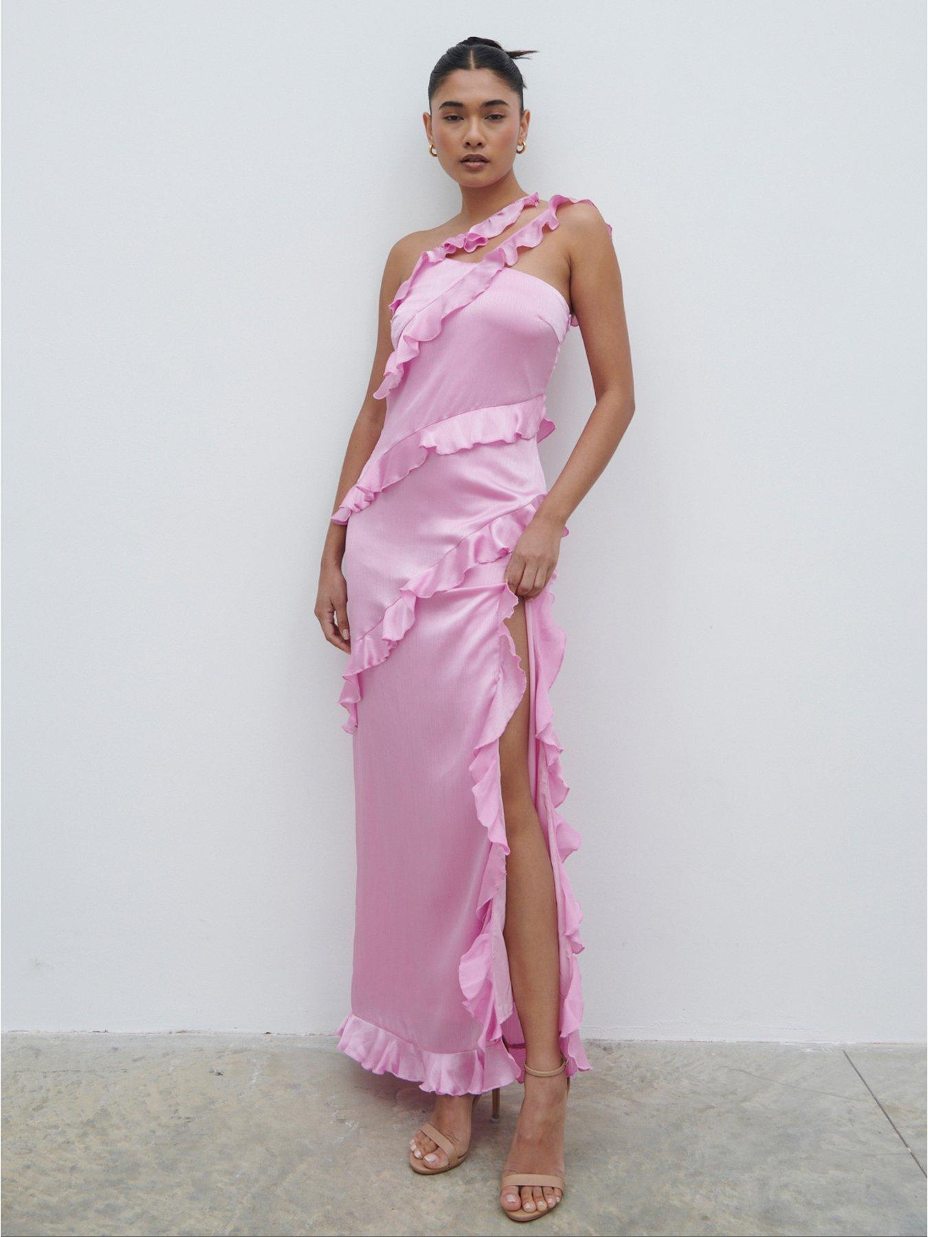 Pretty Lavish Sabina One Shoulder Ruffle Maxi Dress - Pink | Very
