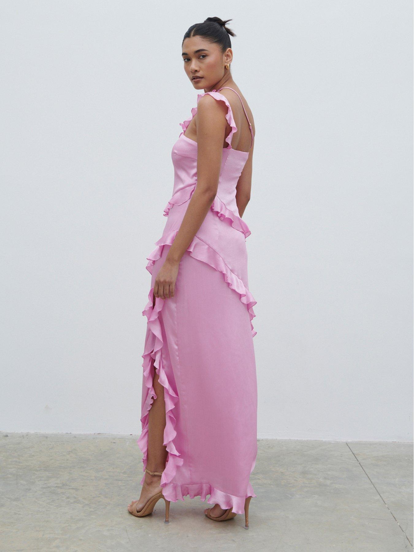 Pretty Lavish Sabina One Shoulder Ruffle Maxi Dress - Pink | Very