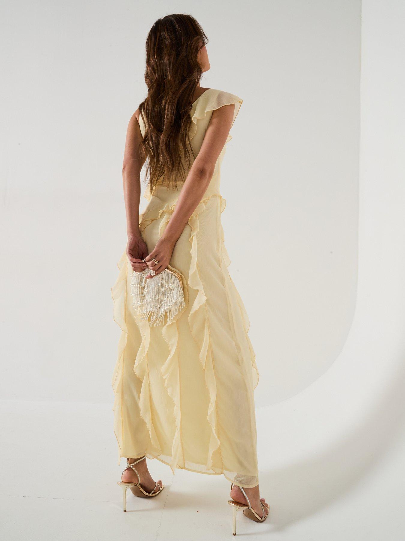 Pretty Lavish Faye Ruffle Maxi Dress - Lemon | Very