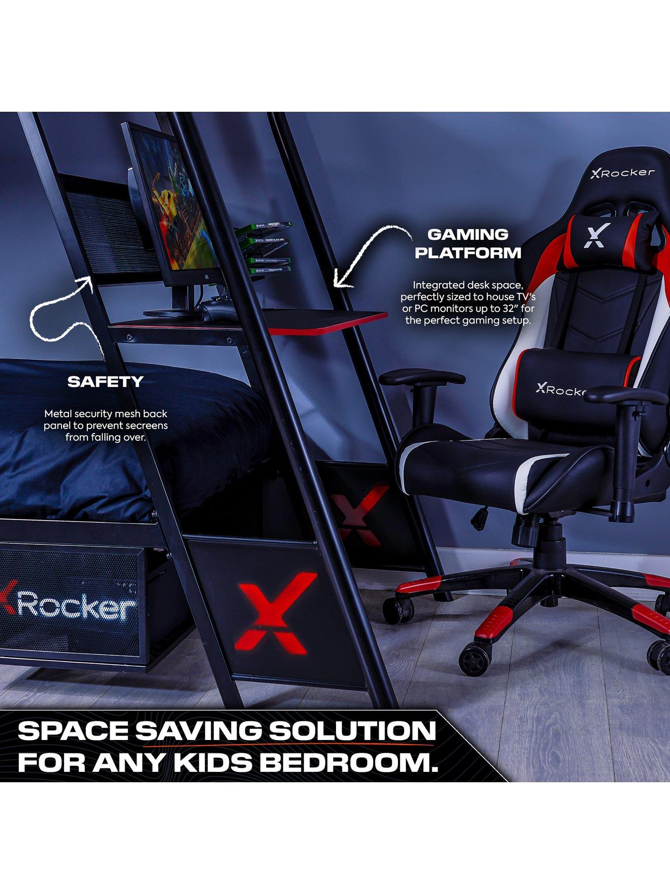 X Rocker Armada Dual Bunk Bed with Gaming Desk and Mattress Options ...