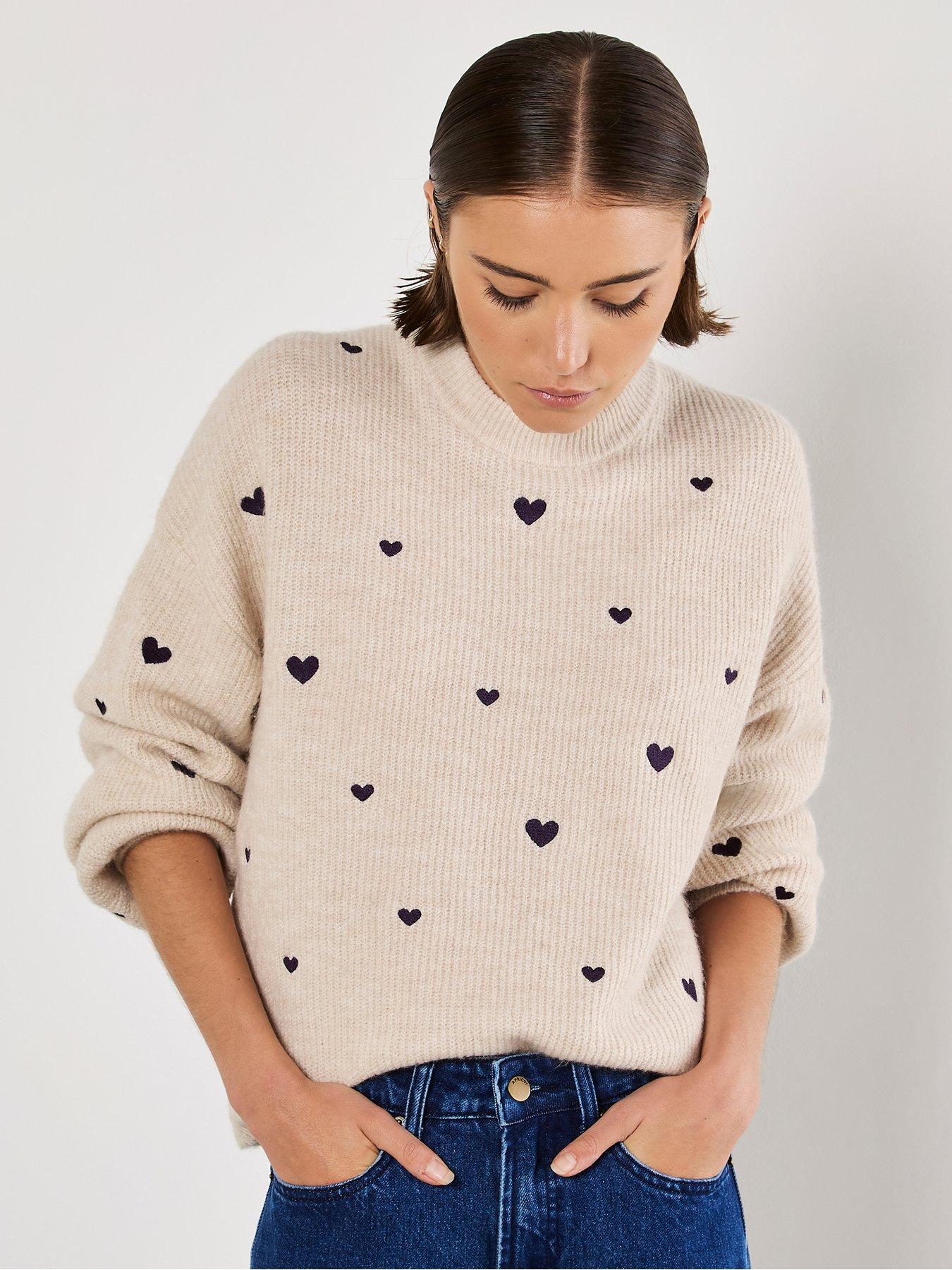 Apricot Embroidered Heart Jumper | Very