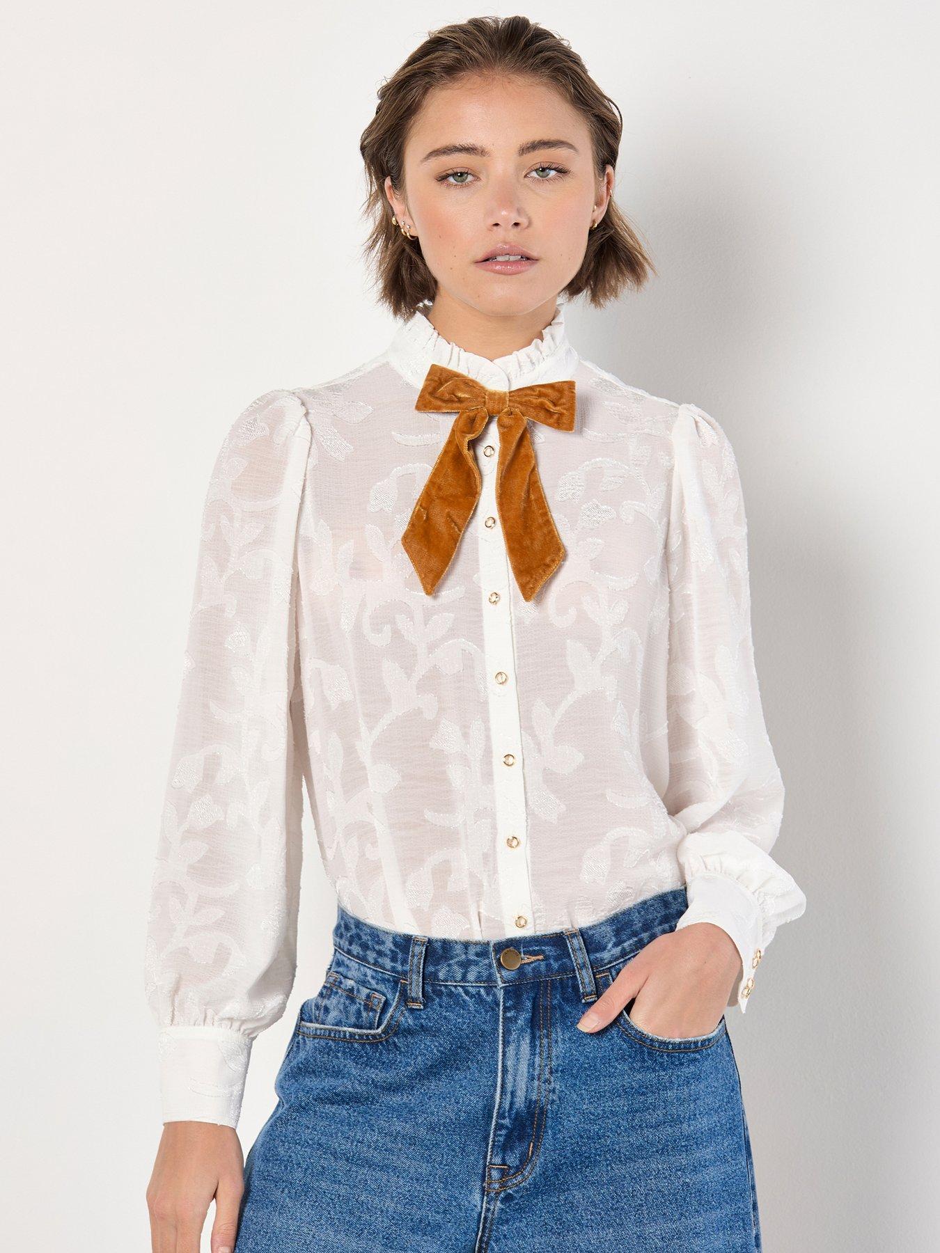 Apricot Satin Leaf Ornament Blouse | Very