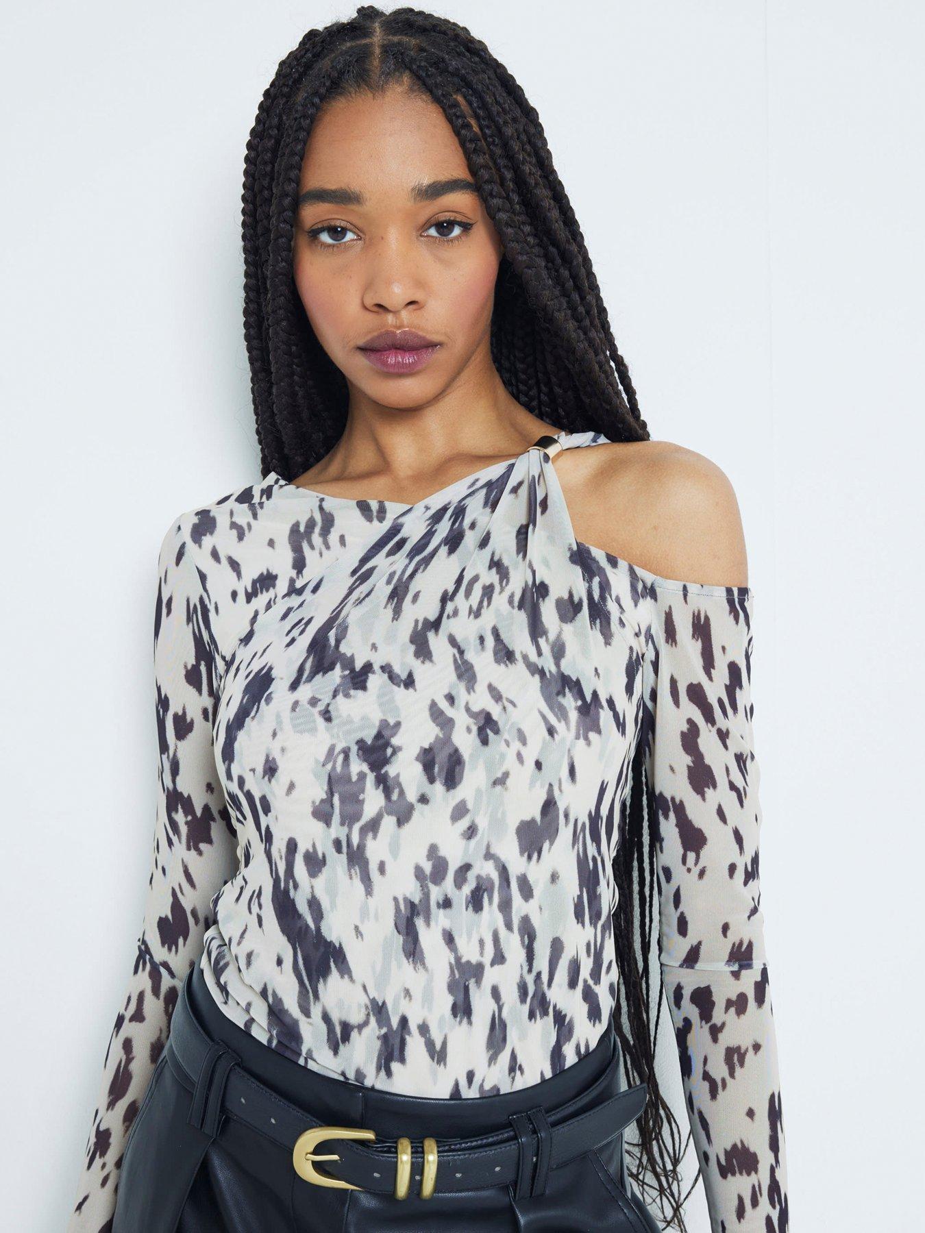 River Island Printed Layered Mesh Trim Top - White | Very