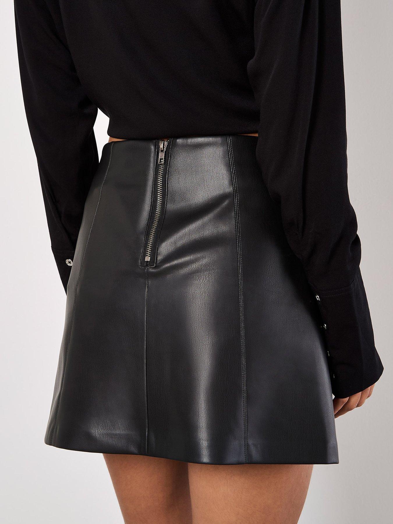 Apricot Pu Leather Mini Skirt | Very