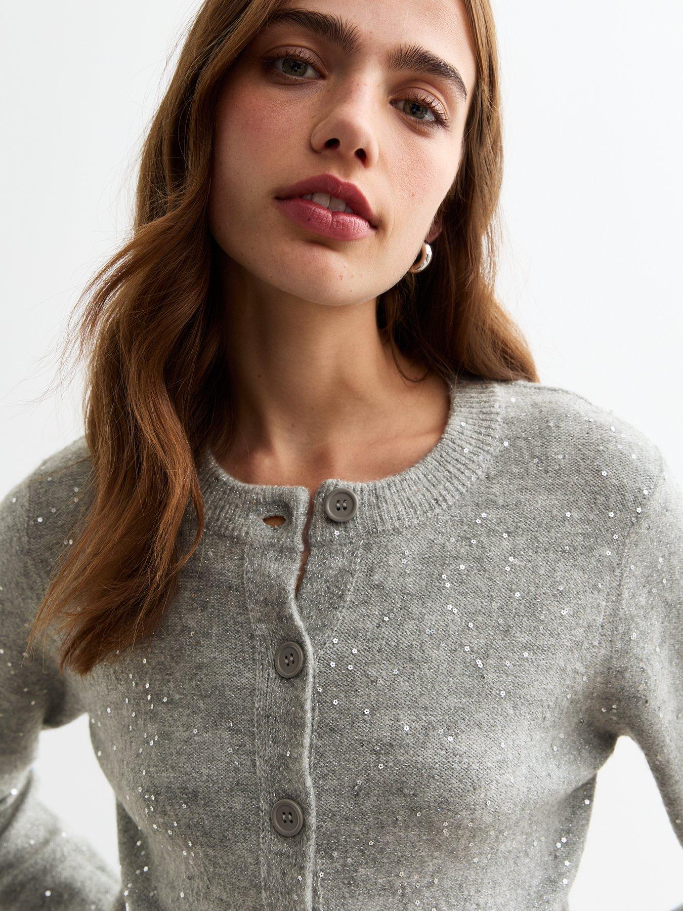 New Look Sequin Embellished Cardigan - Grey | Very
