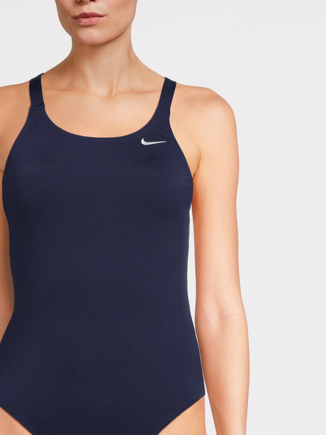 Nike Womens Performance Fastback One Piece Swimsuit - Navy | Very