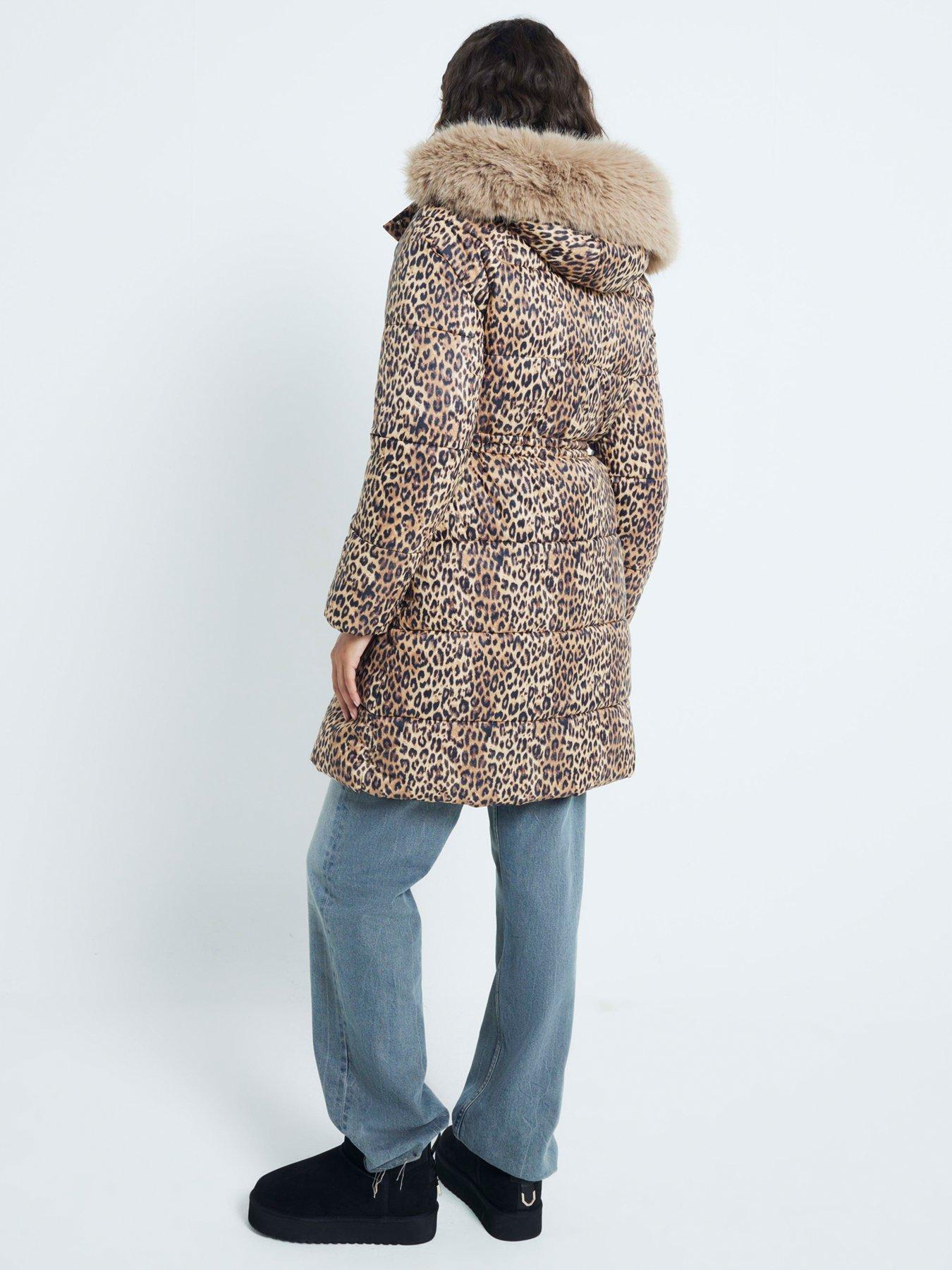 River Island Leopard Puffer - Dark Brown | Very