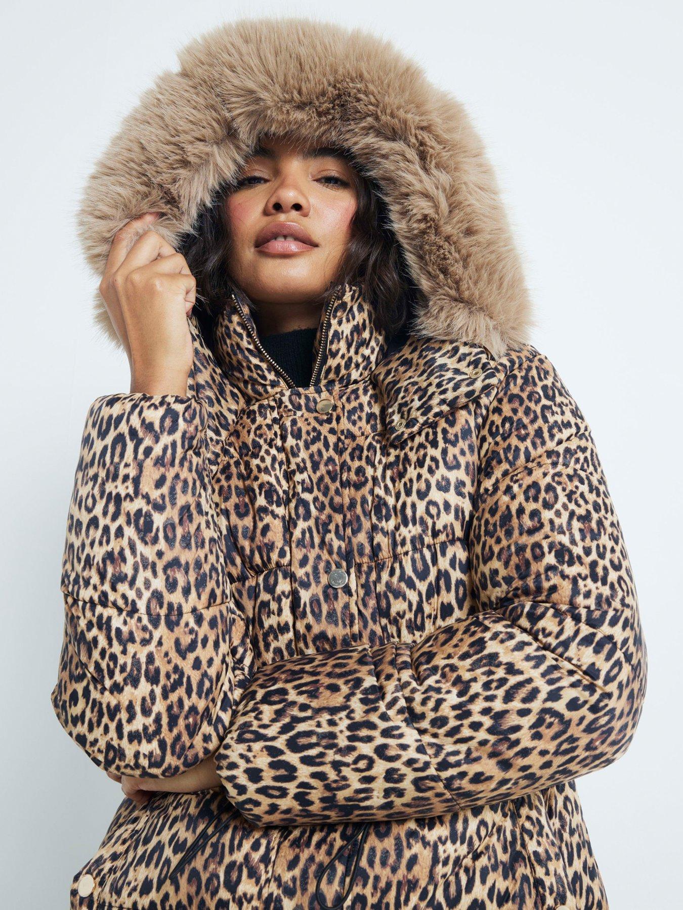 River Island Leopard Puffer - Dark Brown | Very