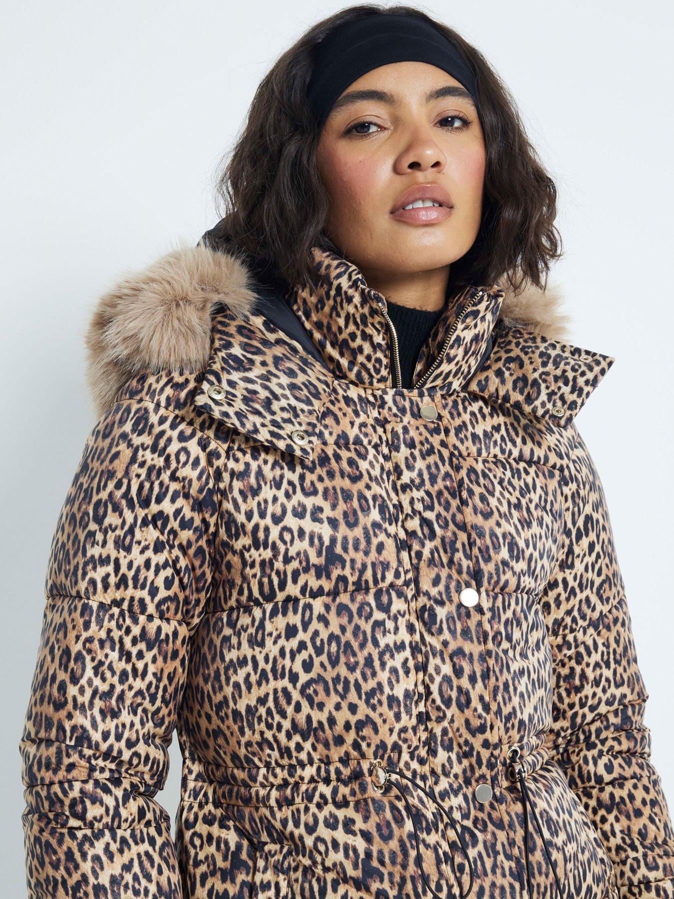 River Island Leopard Puffer - Dark Brown | Very