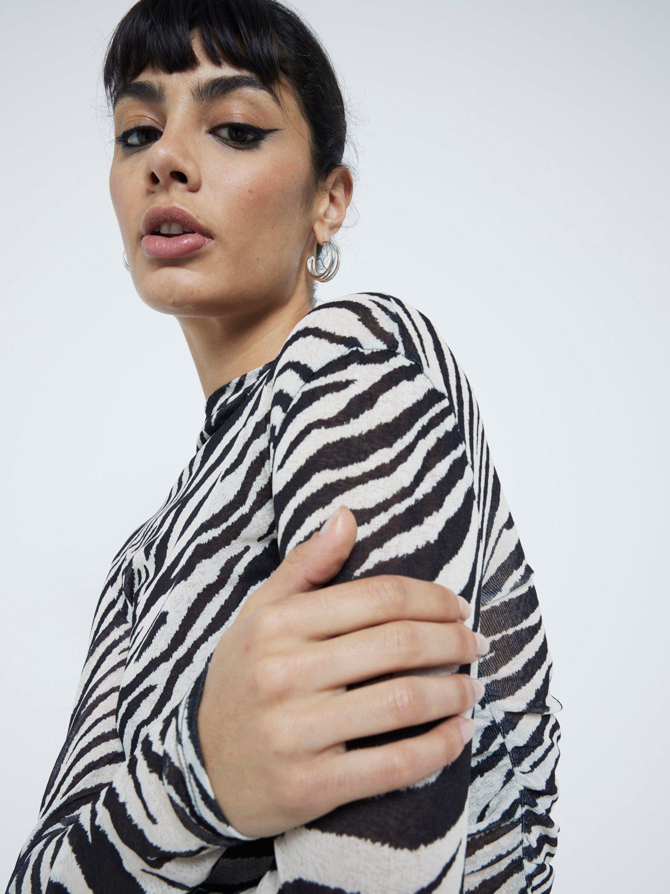 River Island Zebra Mesh Top Set - Black | Very