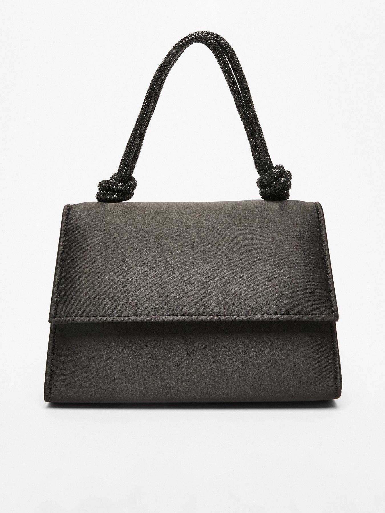 Quiz Black Satin Top Handle Bag | Very