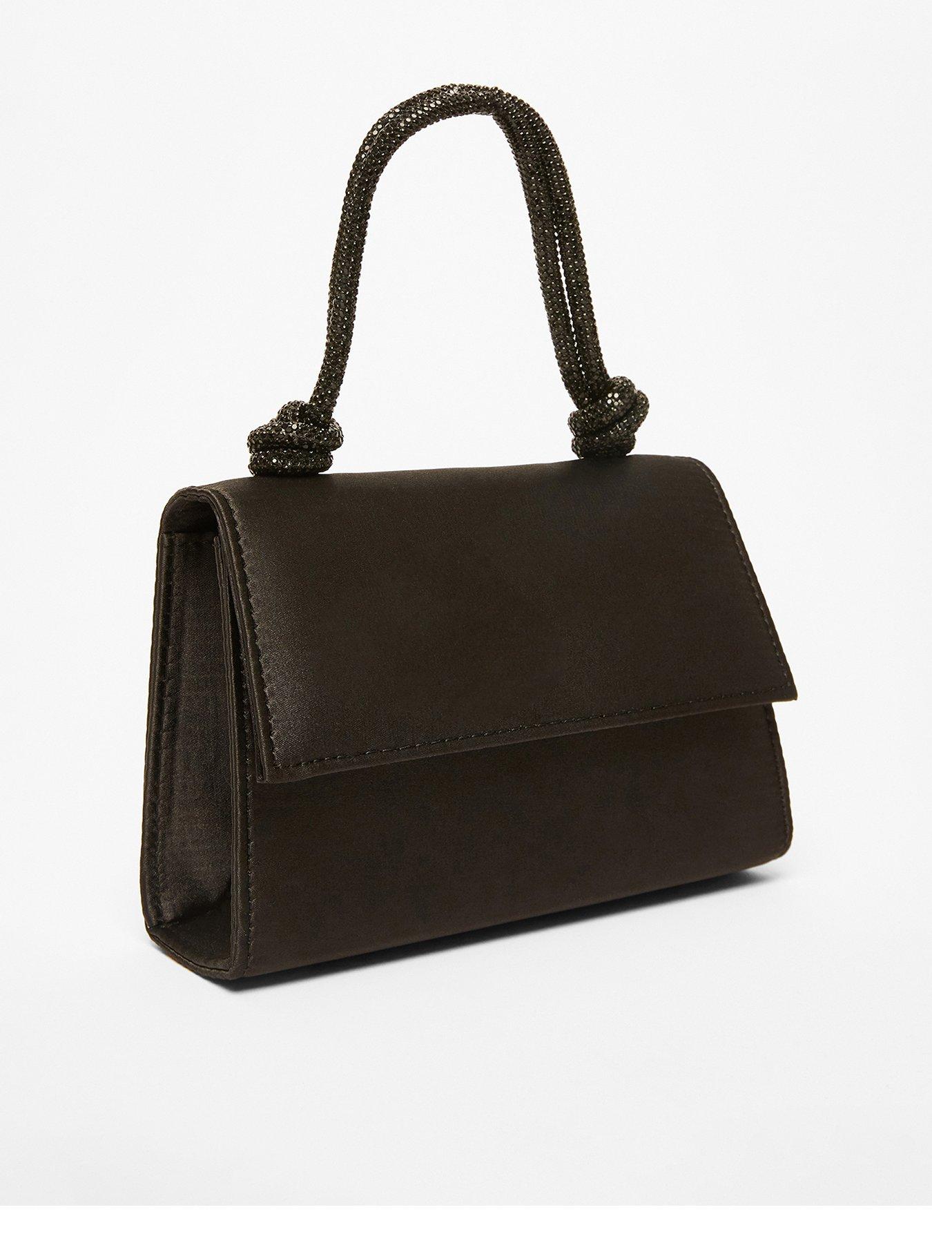 Quiz Black Satin Top Handle Bag | Very