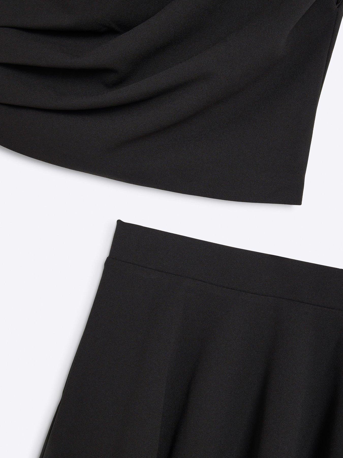 River Island Older Girl Drape Top And Skirt Set - Black | Very