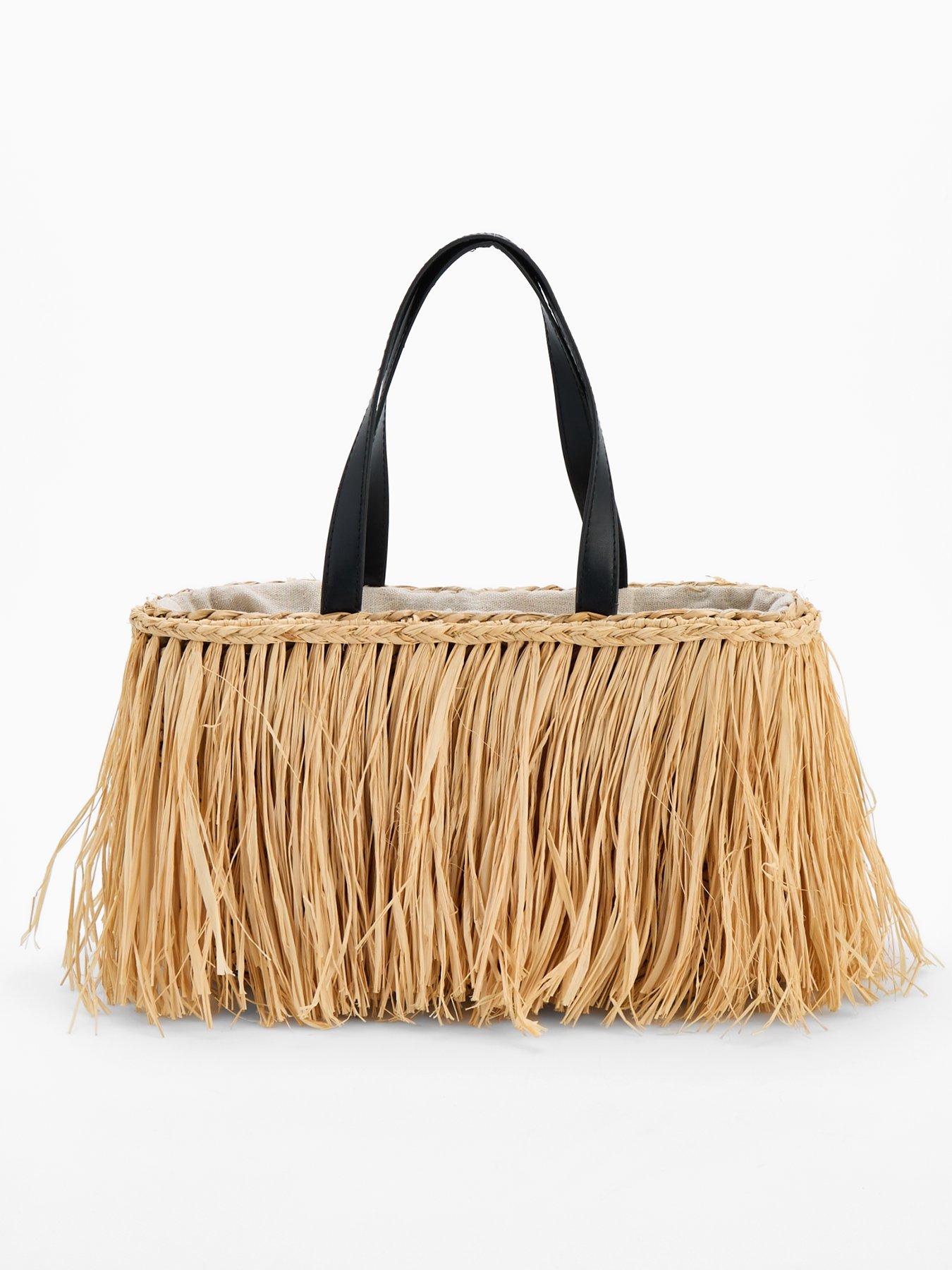 South Beach Straw Fringe Mini Bag - Beige | Very