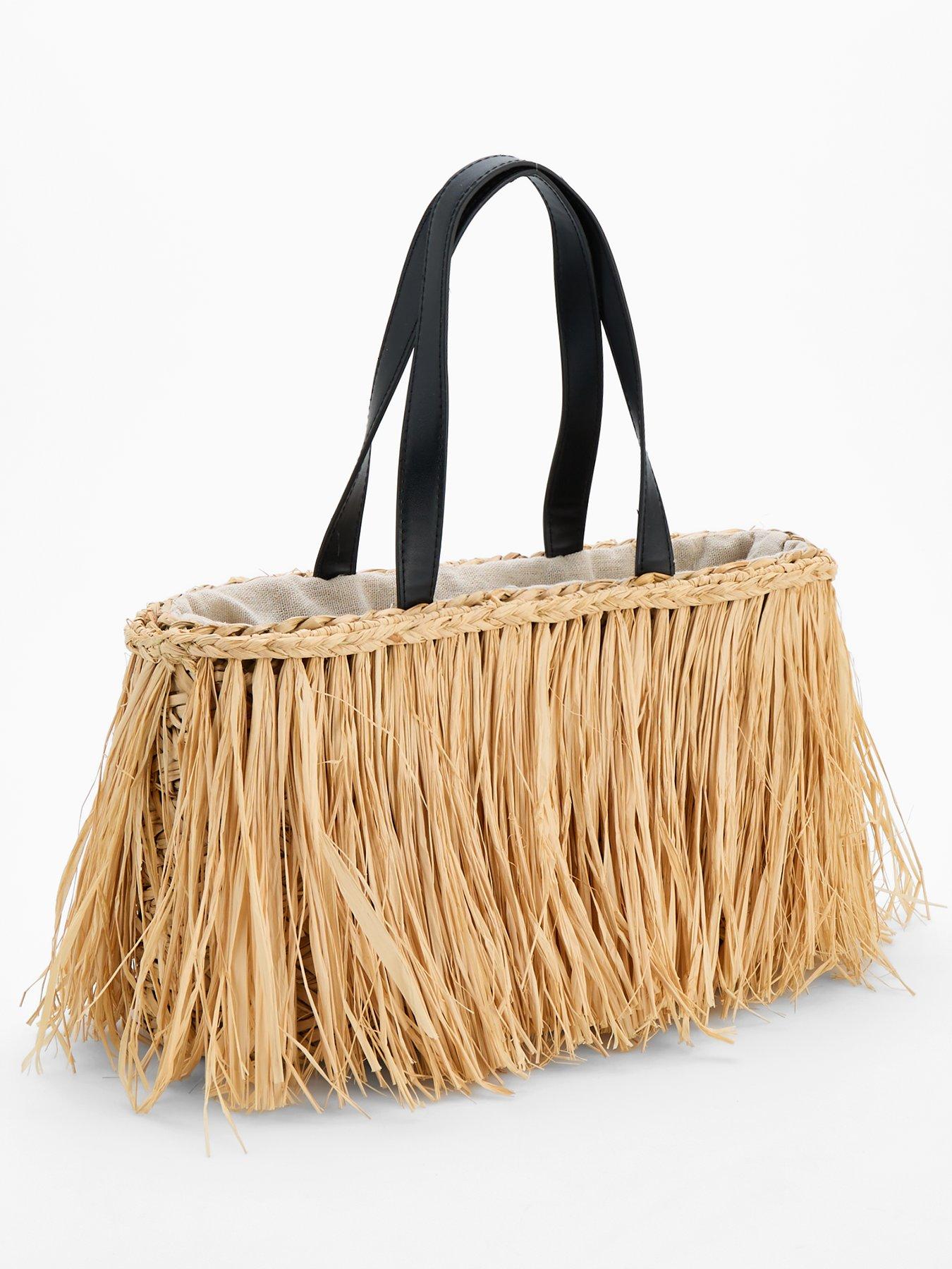 South Beach Straw Fringe Mini Bag - Beige | Very