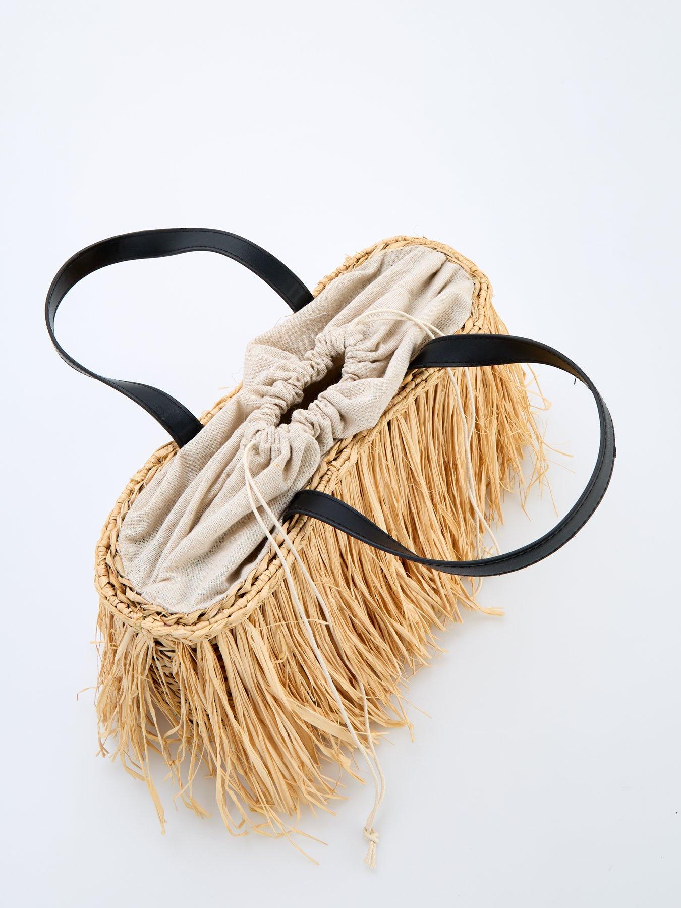 South Beach Straw Fringe Mini Bag - Beige | Very