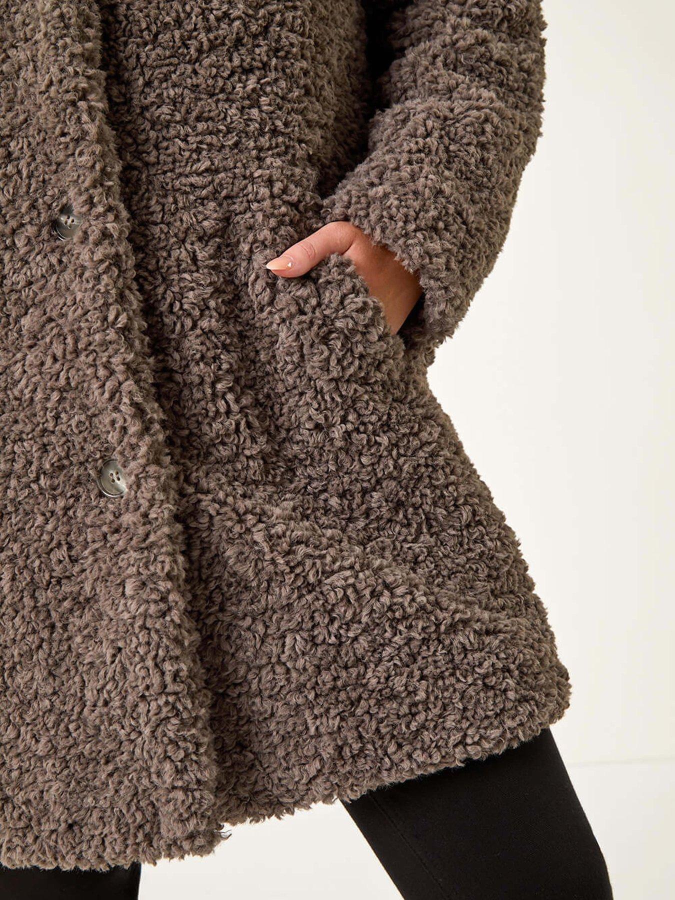 Roman Petite Teddy Longline Coat - Beige | Very