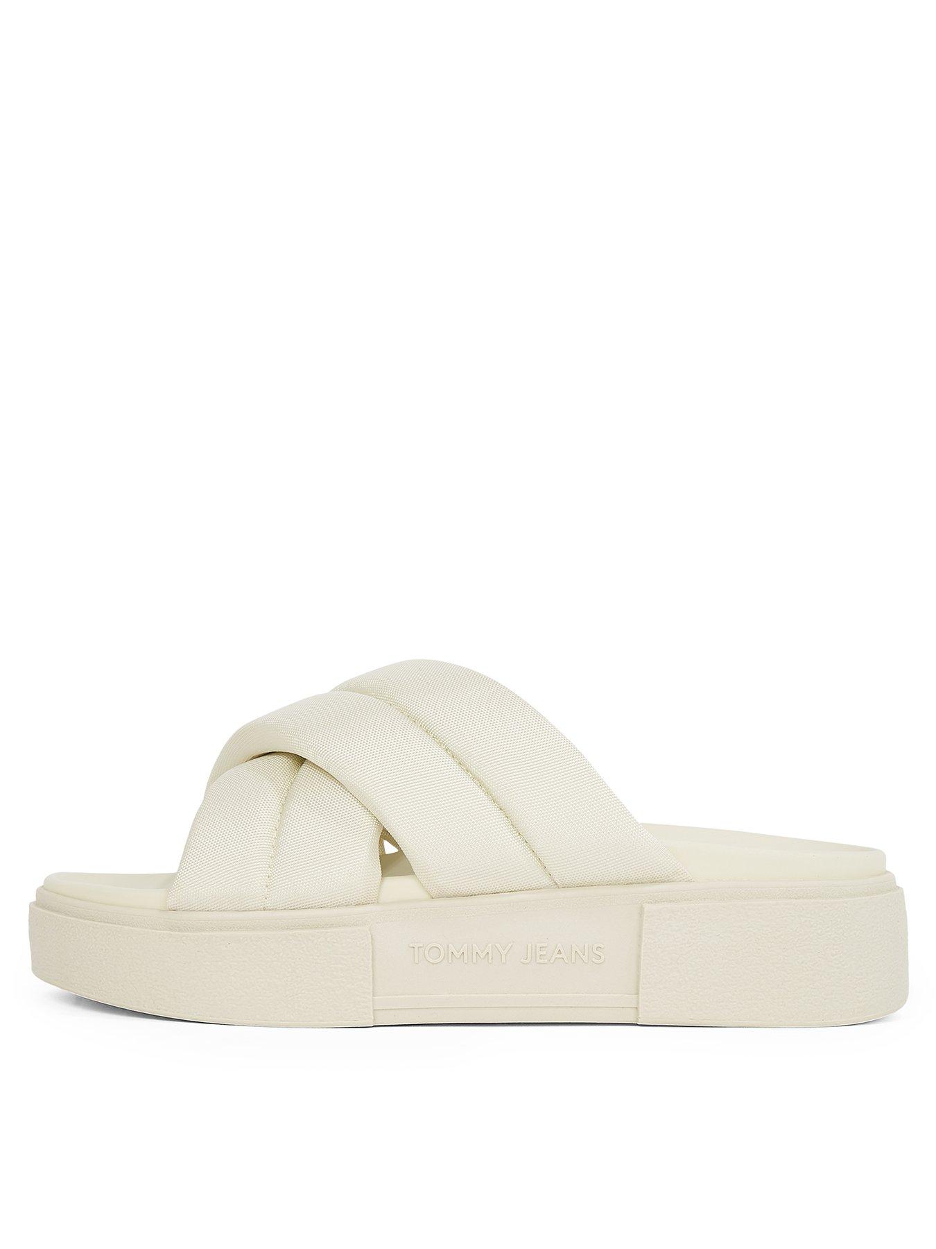 Tommy Jeans Crossover Flatform Sandal - Cream | Very