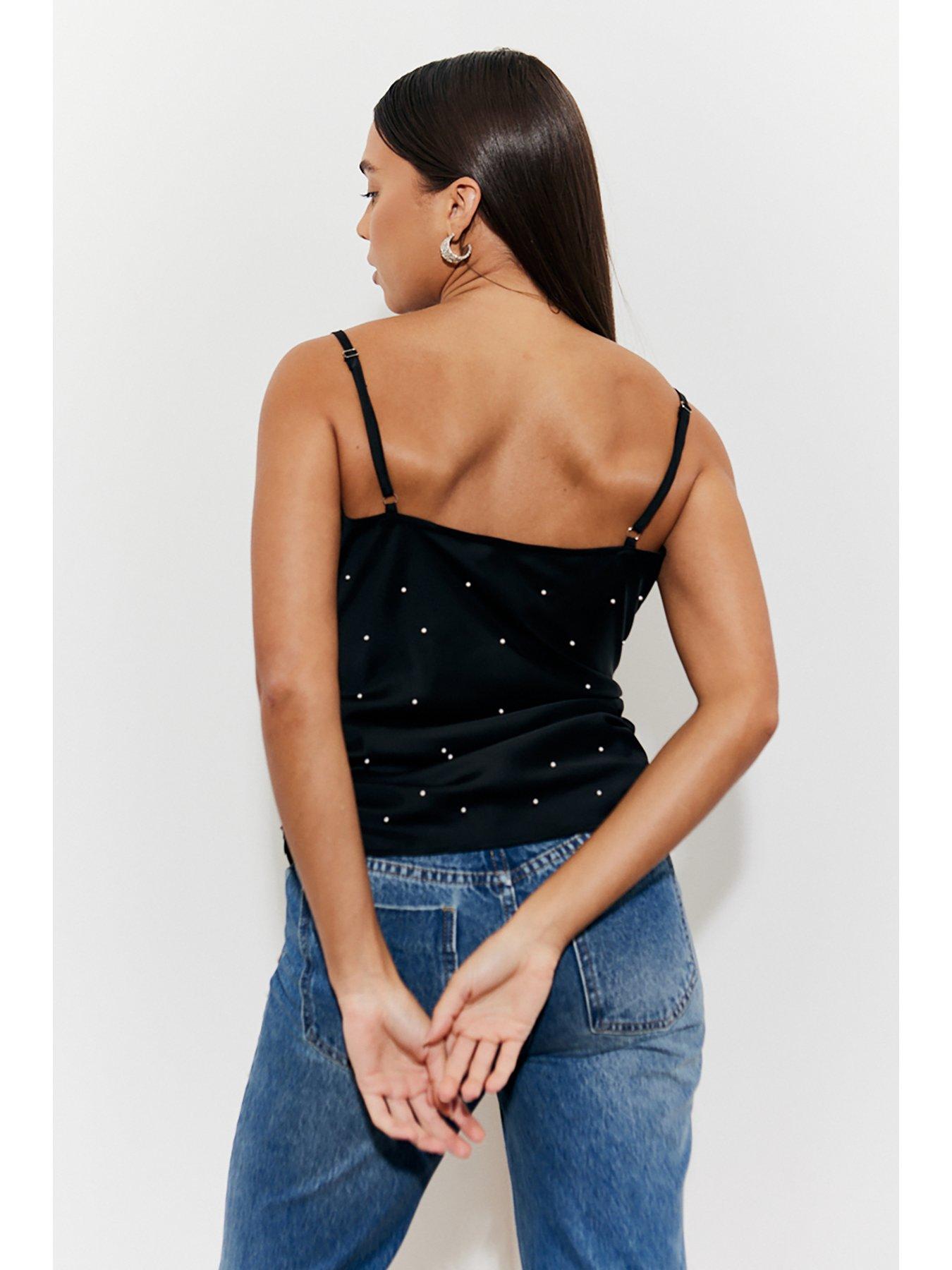 In The Style Pearl Trim Cami Top - Black | Very