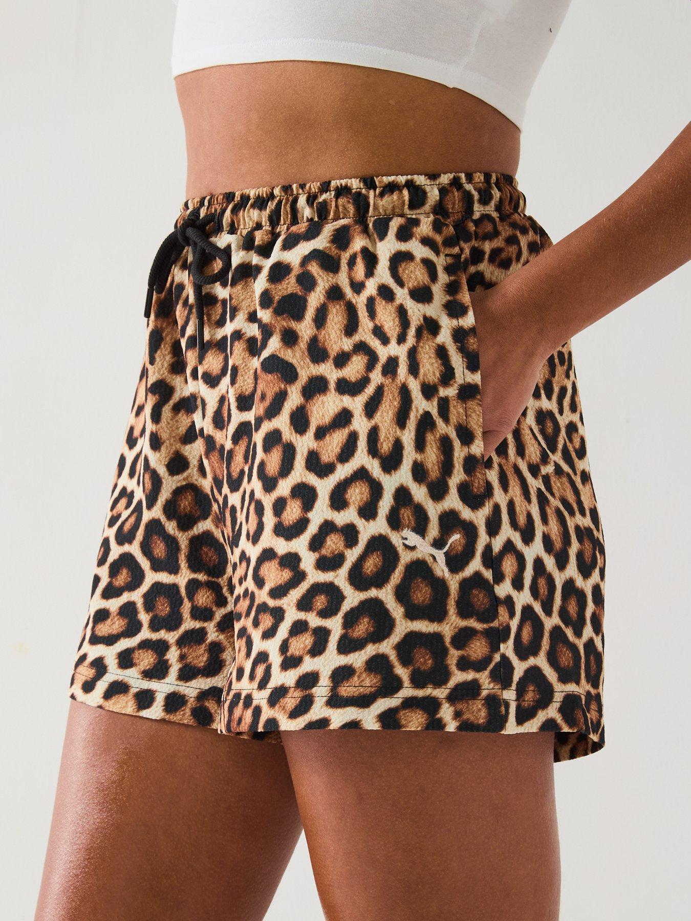 Puma Womens Wardrive Essentials Leo Luxe A-Line All Over Print Shorts ...