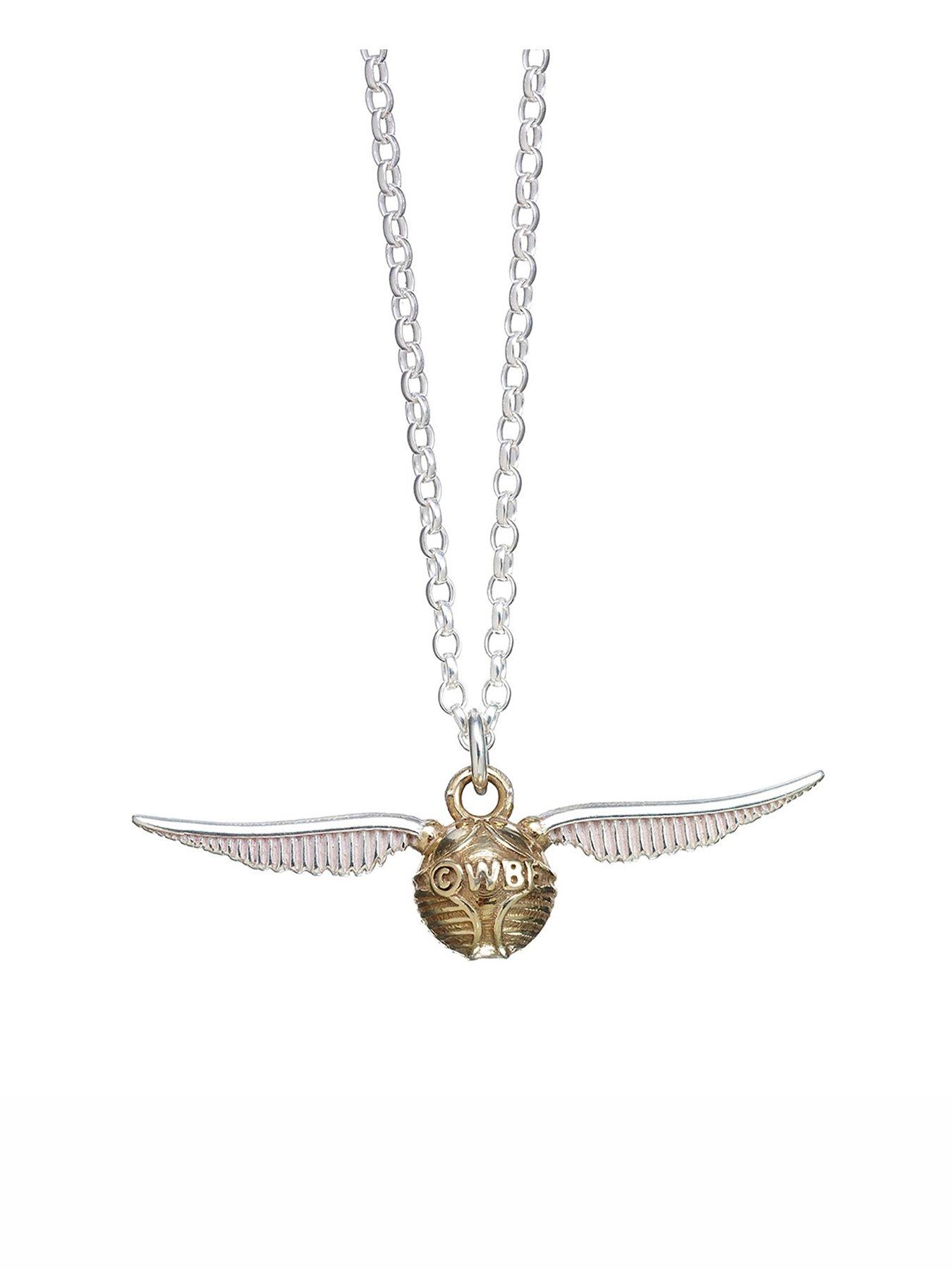Harry Potter Sterling Silver Golden Snitch Charm Necklace | Very