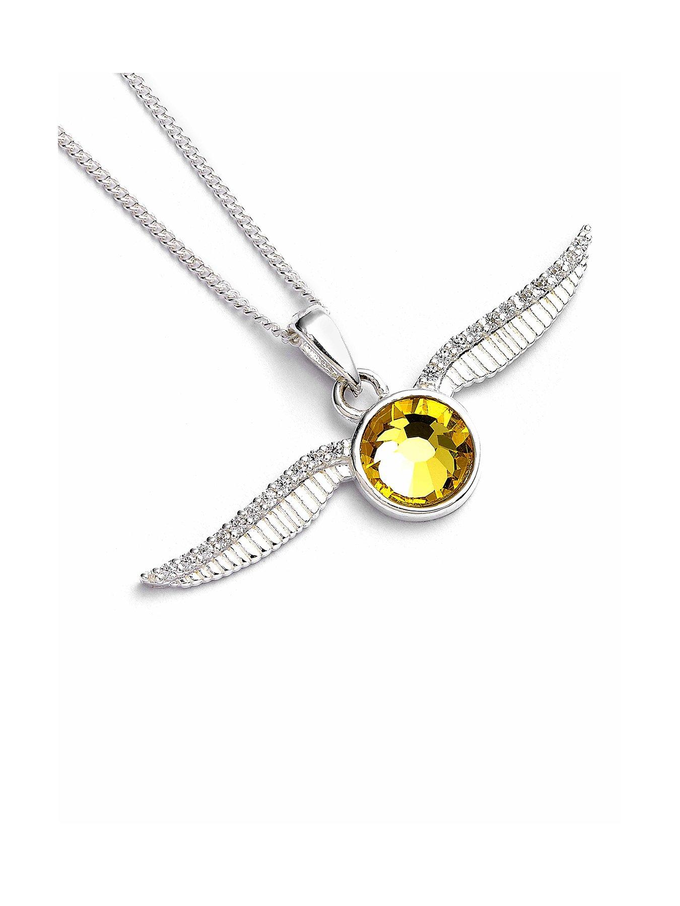 Harry Potter Sterling Silver Golden Snitch Necklace with crystals | Very