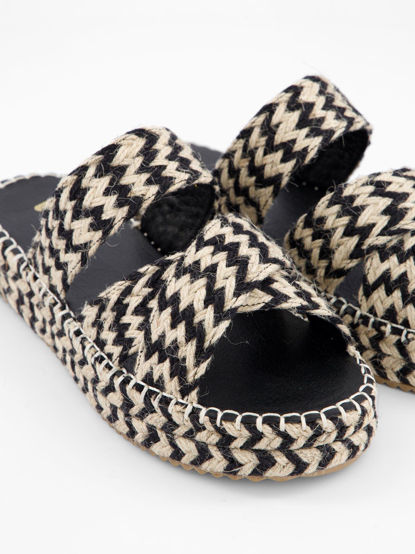 V by Very Cross Strap Espadrille Slider - Black/White | Very